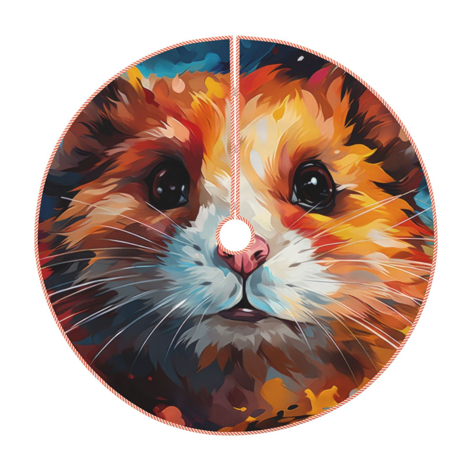 Gaeub Oil Painting Colorful Hamster Print Christmas Tree Skirt ...