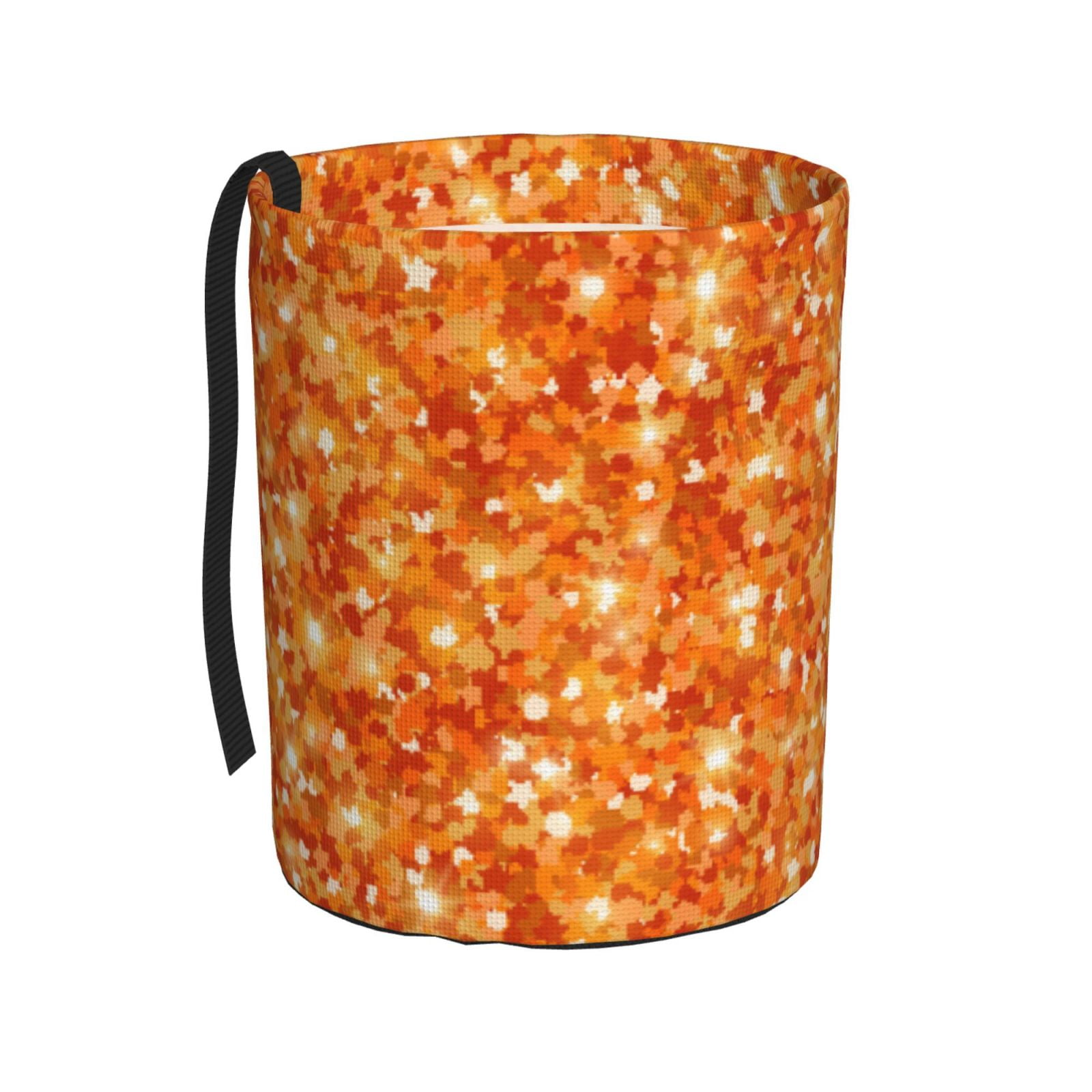 Gaeub Orange Glitter Print Car Trash Can, Collapsible Trash Can for Car ...