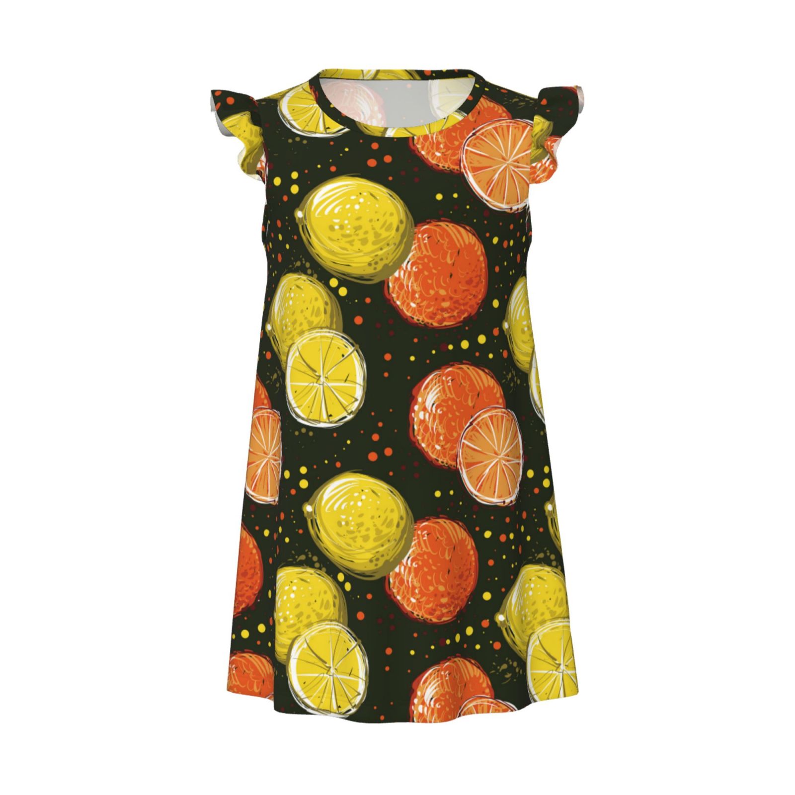 Gaeub Orange Lemon Girls Pajamas Dress, Comfortable Nightwear, Printed ...