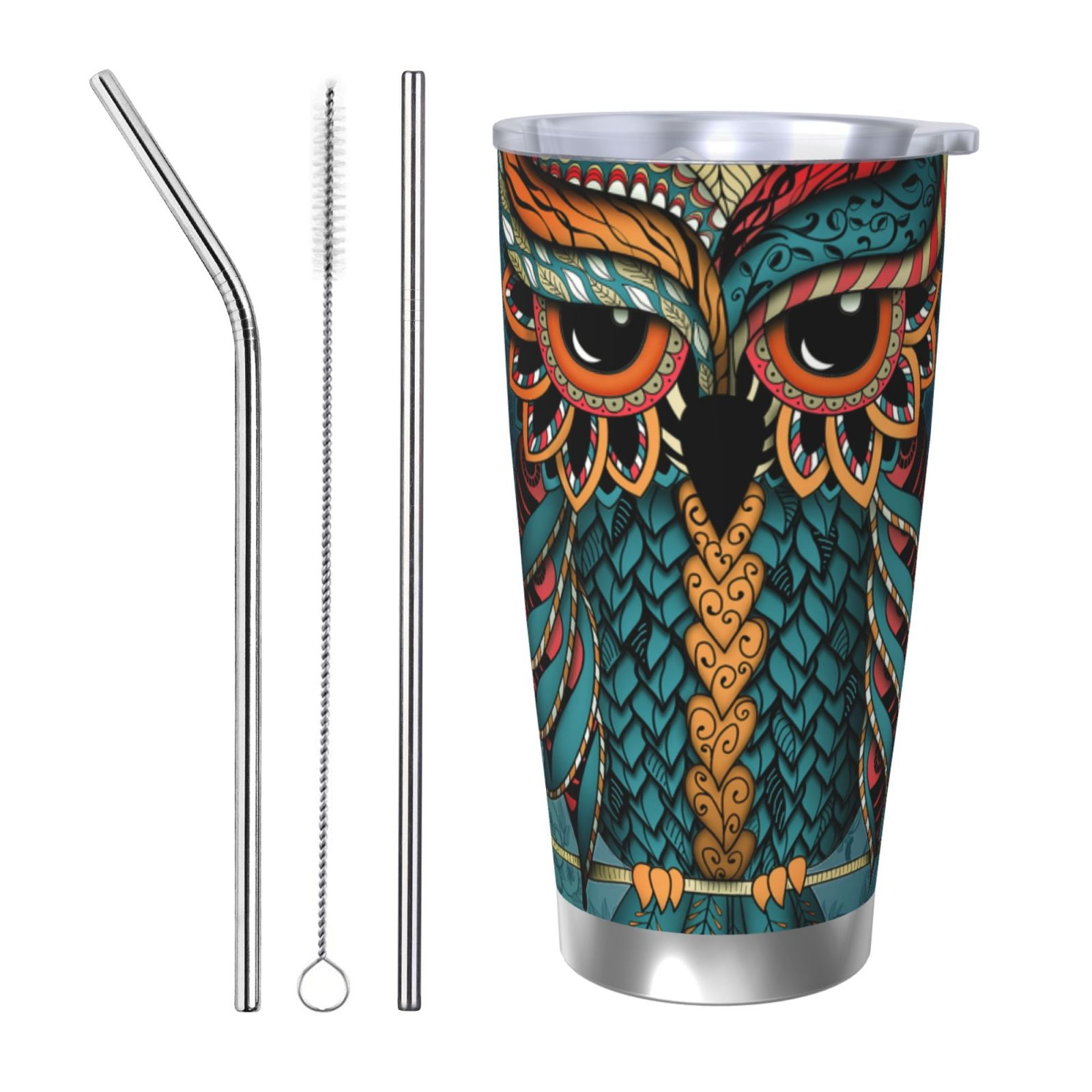 Gaeub Owl In Blue Print 20-Ounce Stainless Steel Car Cup,Tumblers Cups ...