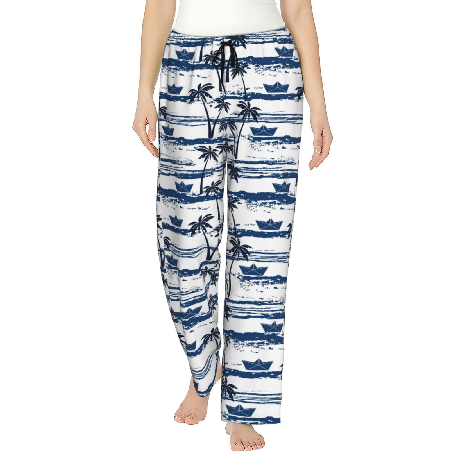 Gaeub Palm Tree Soft Pajama Pants for Women, Wide Leg Comfy Casual ...
