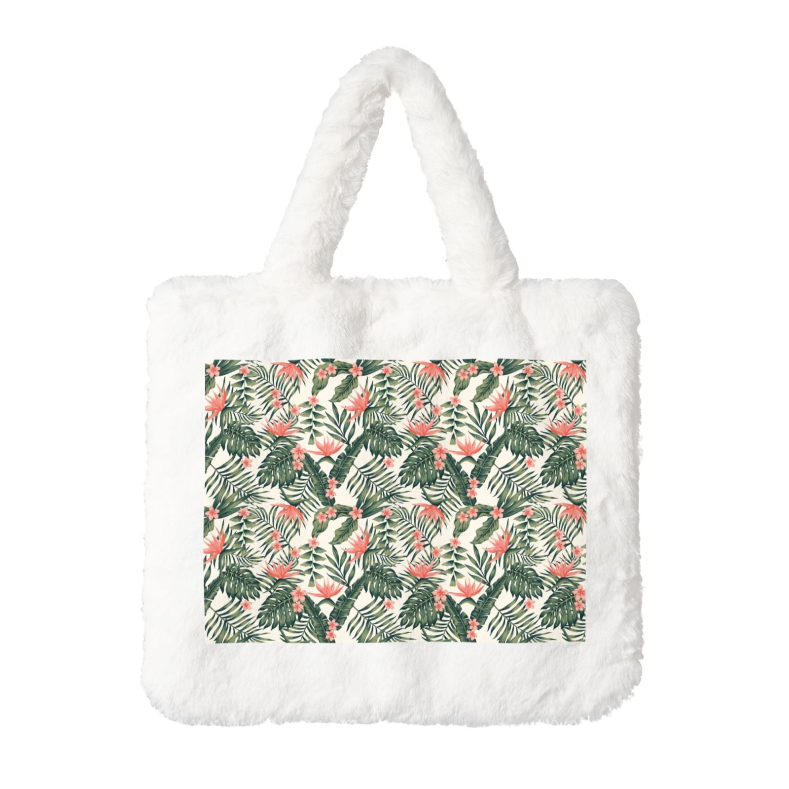 Gaeub Palm Trees and Tropical Printed Plush Underarm Bag, Ladies Fluffy ...