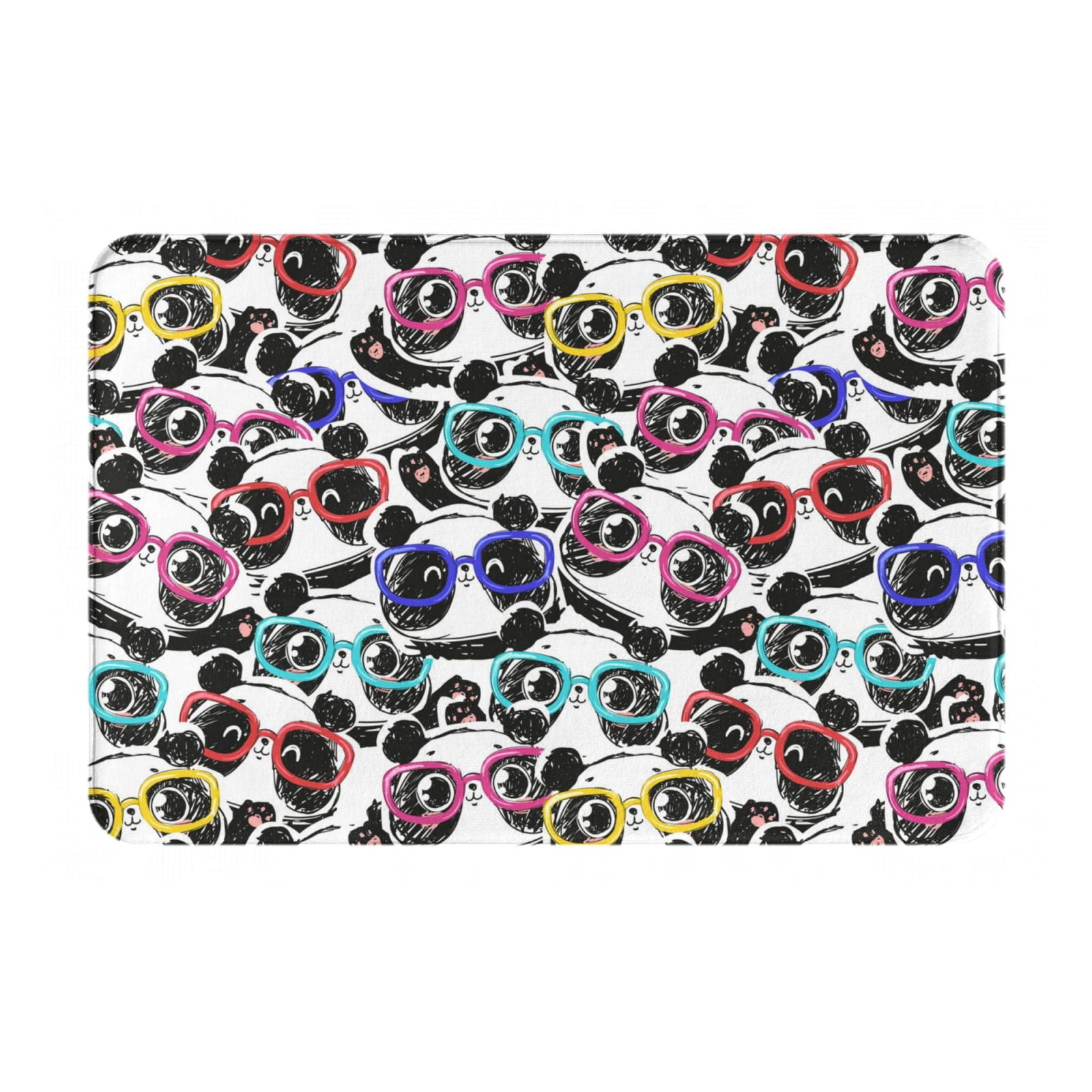 Gaeub Panda And Glasses Print Door Mat with Heavy Duty Backing,Welcome ...