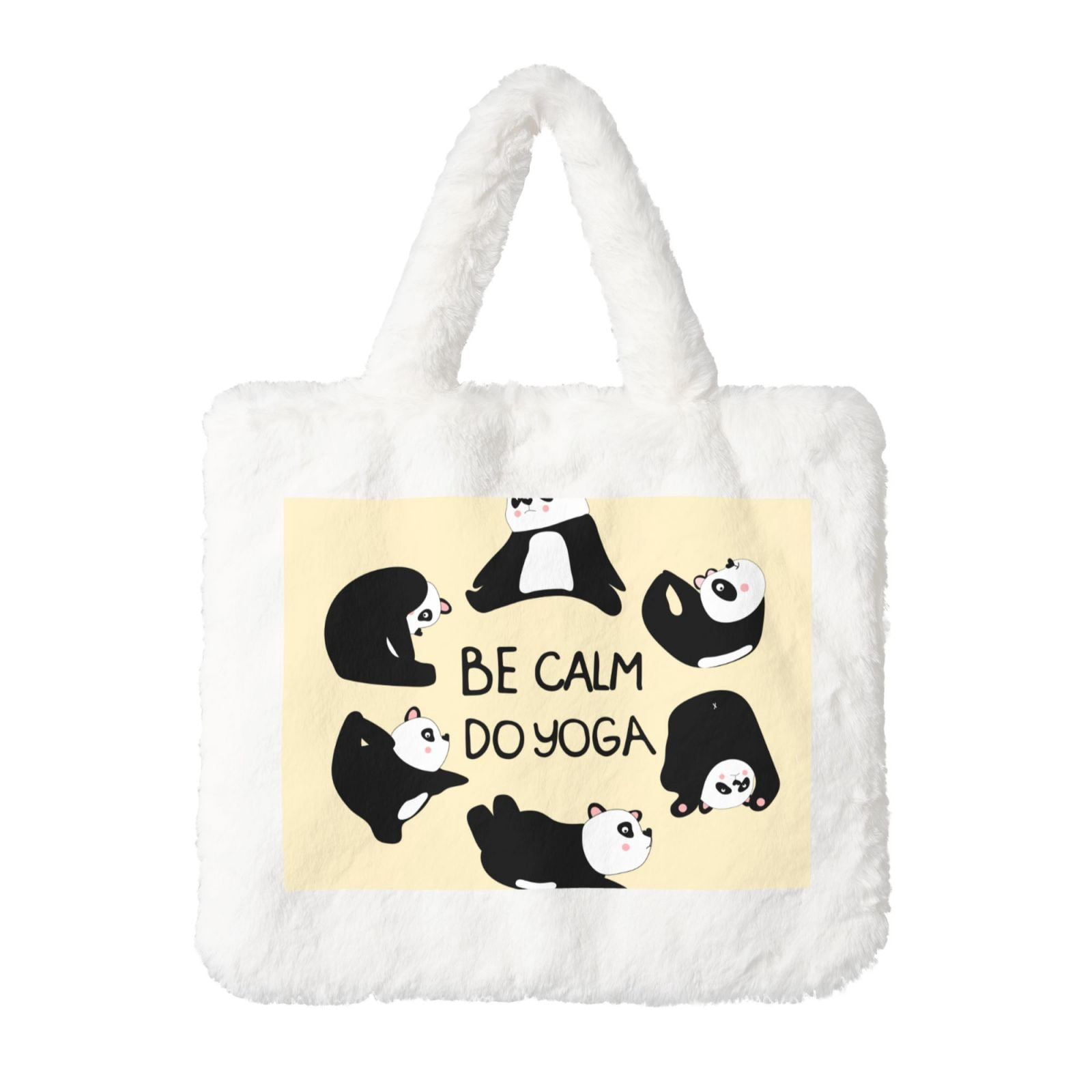 Gaeub Panda Doing Yoga Printed Plush Underarm Bag, Ladies Fluffy ...