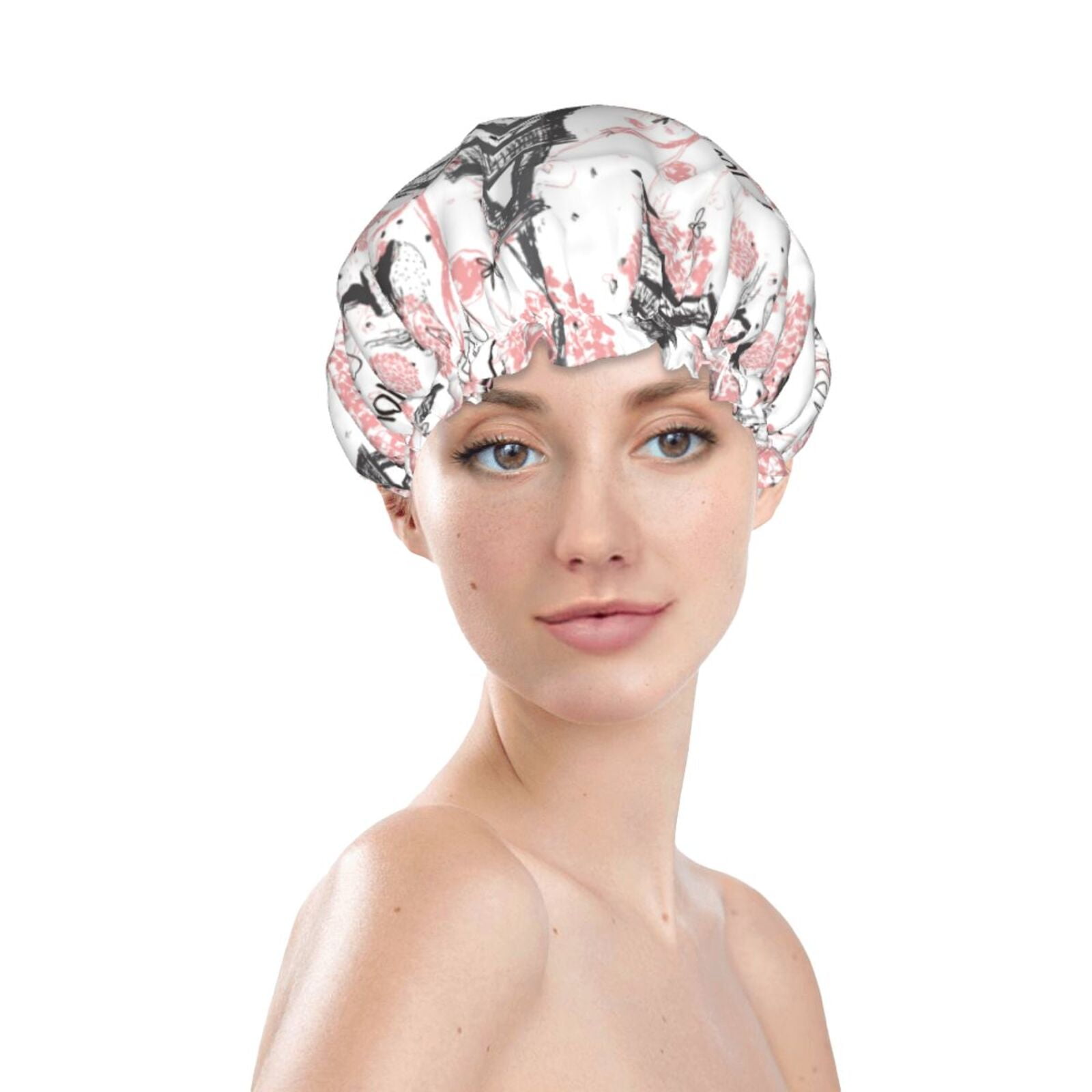 Gaeub Paris Shower Caps for Women Men,Double Waterproof Layers Bathing ...