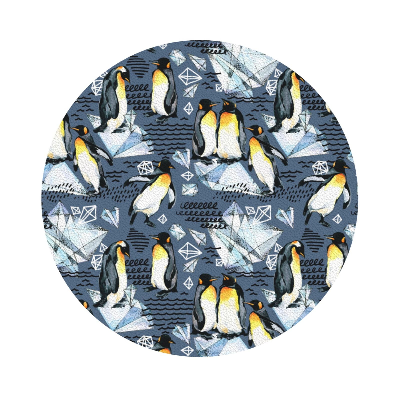 Gaeub Penguin Arctic Adventure Print 6 Pcs Leather Coasters for Drinks ...
