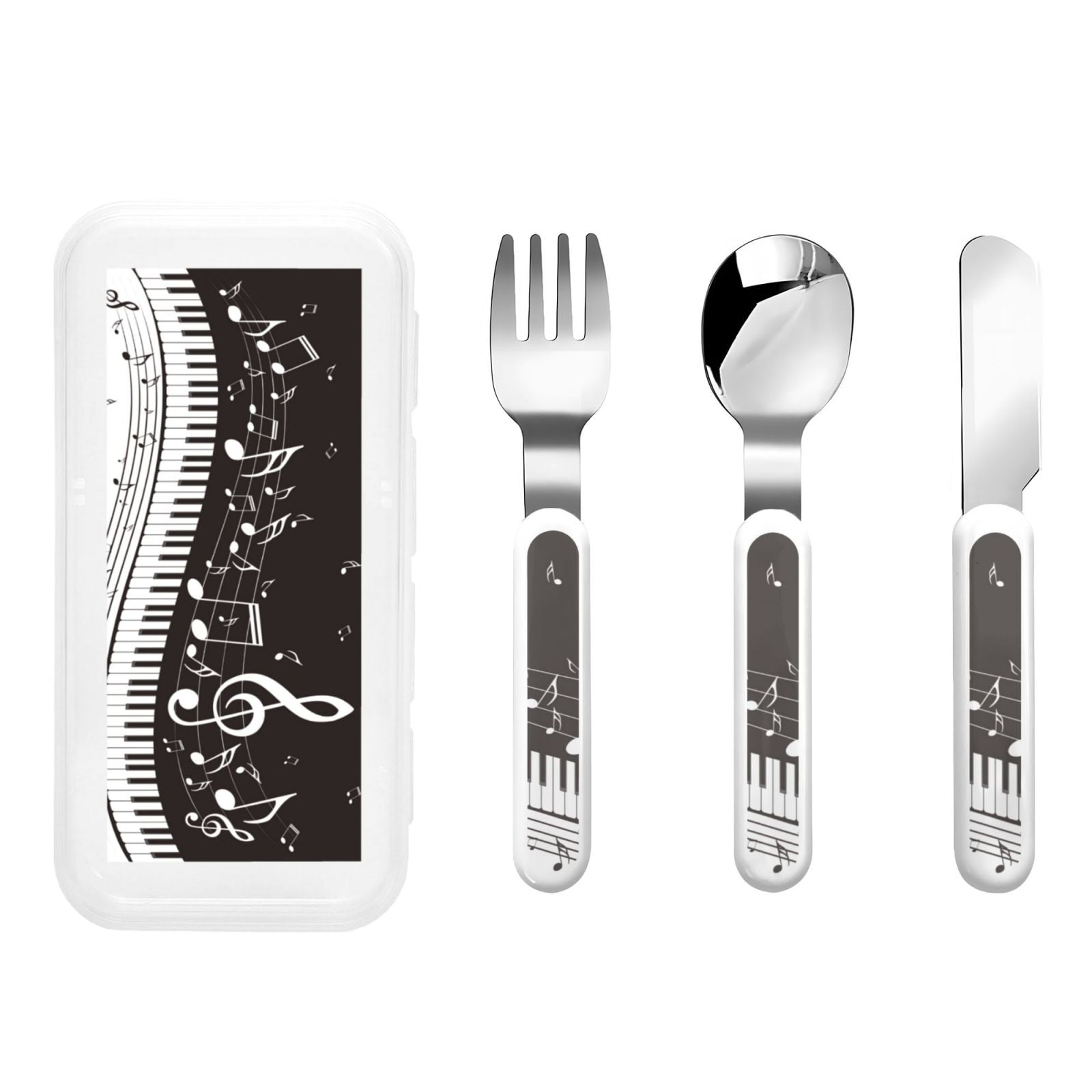 Gaeub Piano Keys With Musical Notes Print 3-Piece Children Knife Spoon ...