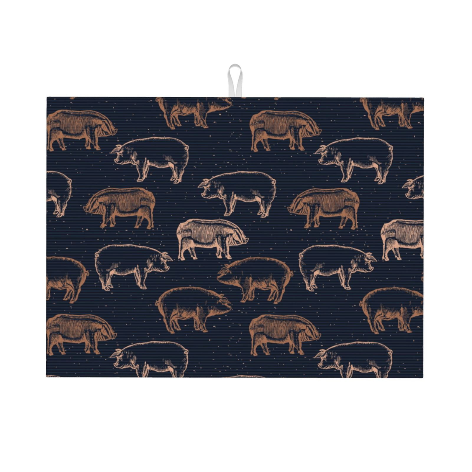 Gaeub Pig Farm Print Dish Drying Mats For Kitchen Counter, Kitchen ...