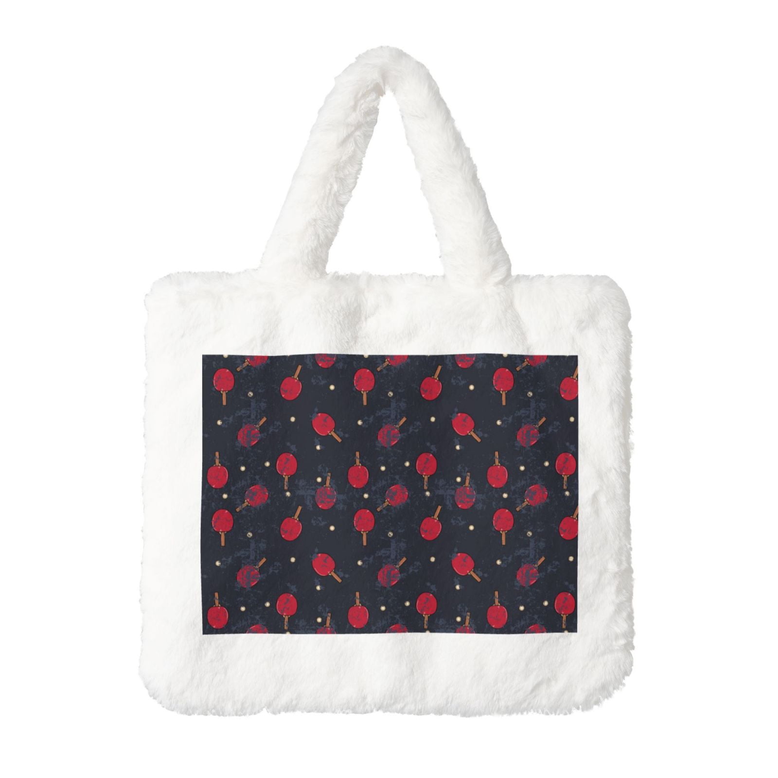 Gaeub Ping Pong Printed Plush Underarm Bag, Ladies Fluffy Shoulder Bag ...