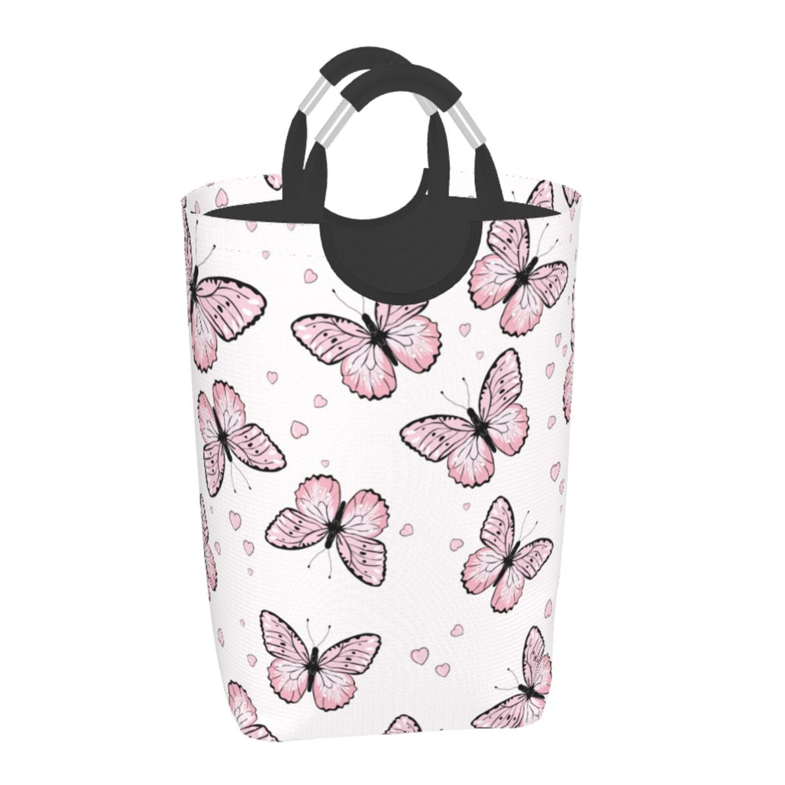 Gaeub Pink Butterflies (2) Print 50L Large Laundry Hampers with Handles ...