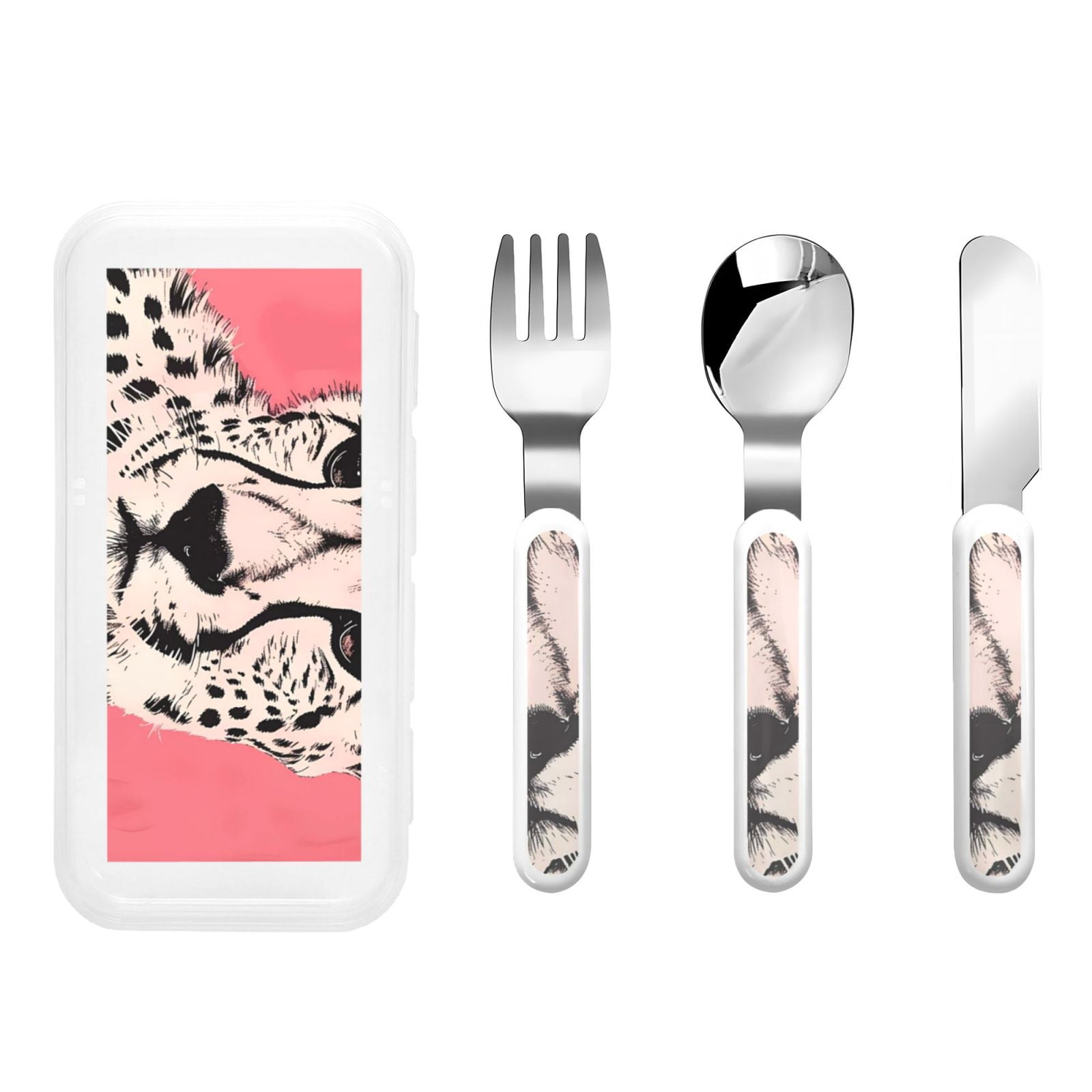 Gaeub Pink Cheetah Art Print 3-Piece Children Knife Spoon Fork Set ...