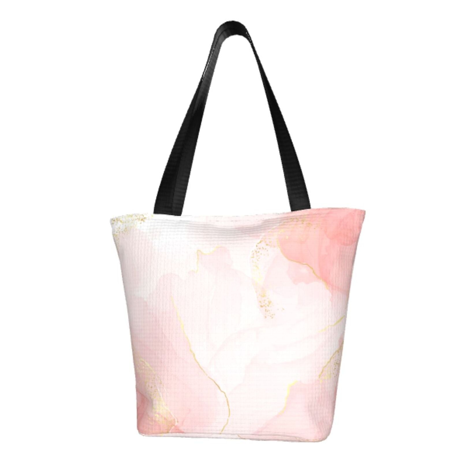 Gaeub Pink Marble Printed Tote Bag Grocery Bag Reusable Shoulder Bag ...