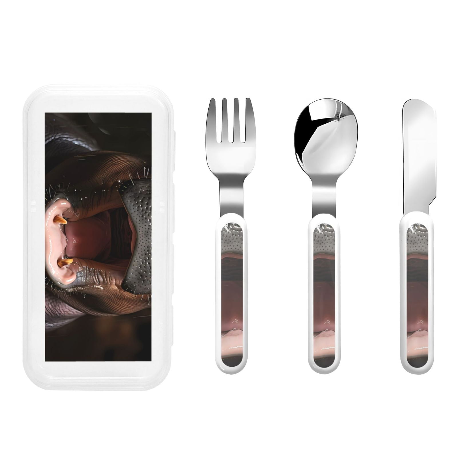 Gaeub Playful Baby Hippo Splash Print 3-Piece Children Knife Spoon Fork ...