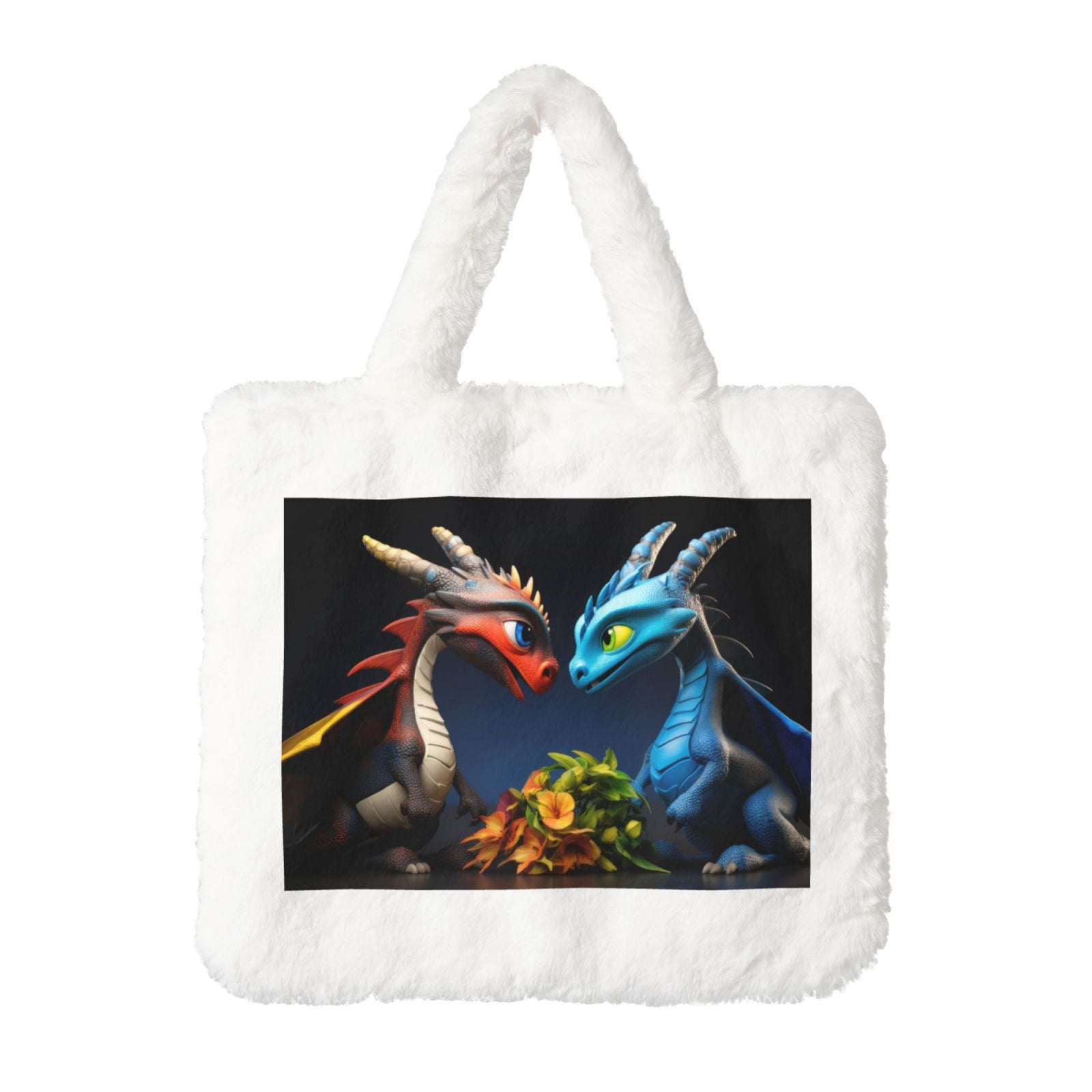 Gaeub Playful Colorful Dragons Flowers Printed Plush Underarm Bag ...