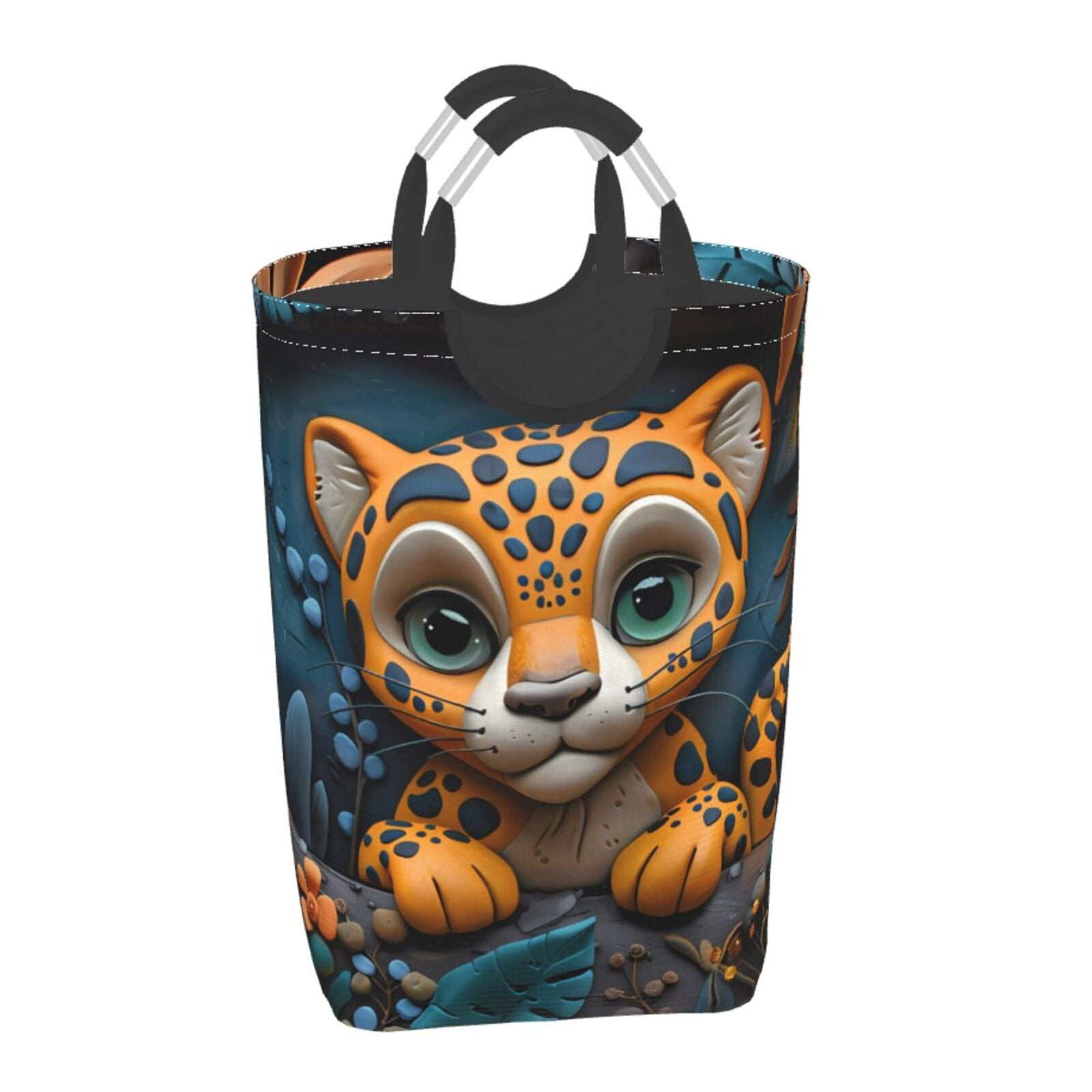 Gaeub Playful Leopard Art Print 50L Large Laundry Hampers with Handles ...