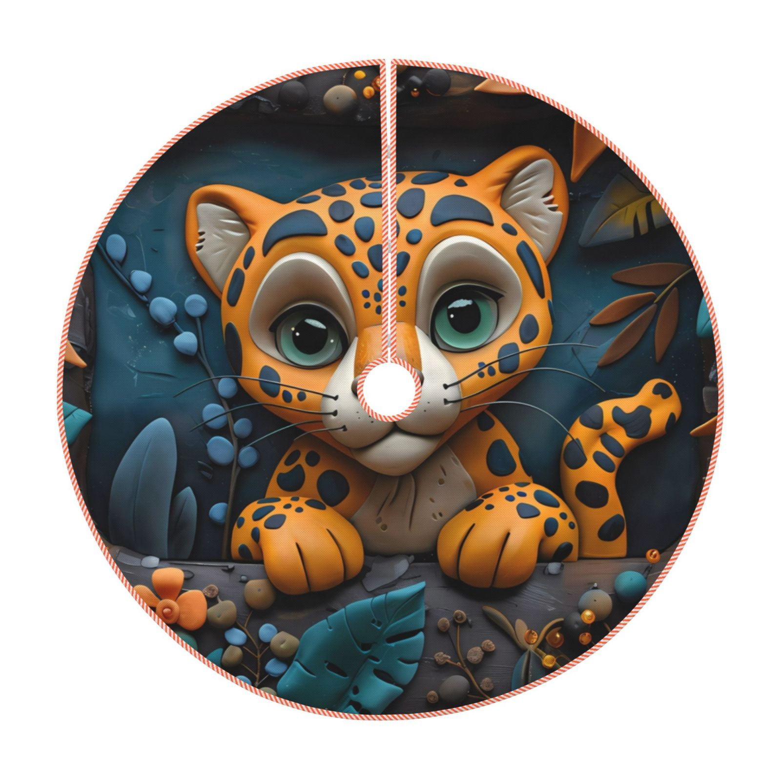 Gaeub Playful Leopard Art Print Christmas Tree Skirt,Christmas ...