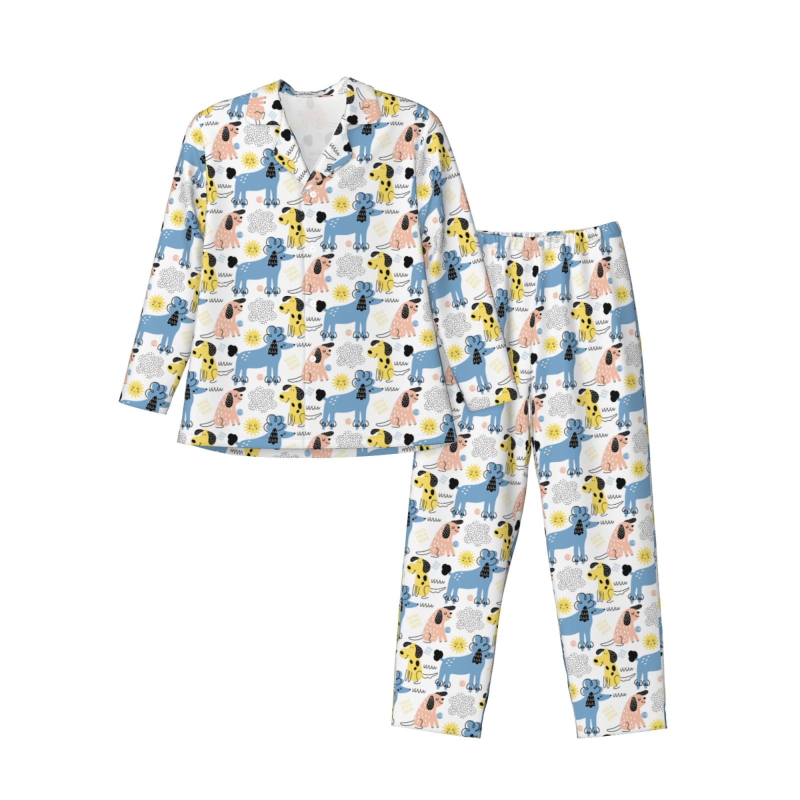 Gaeub Poodle Dog Mens Pajamas Set Mens Sleepwear with Long Sleeve Top ...