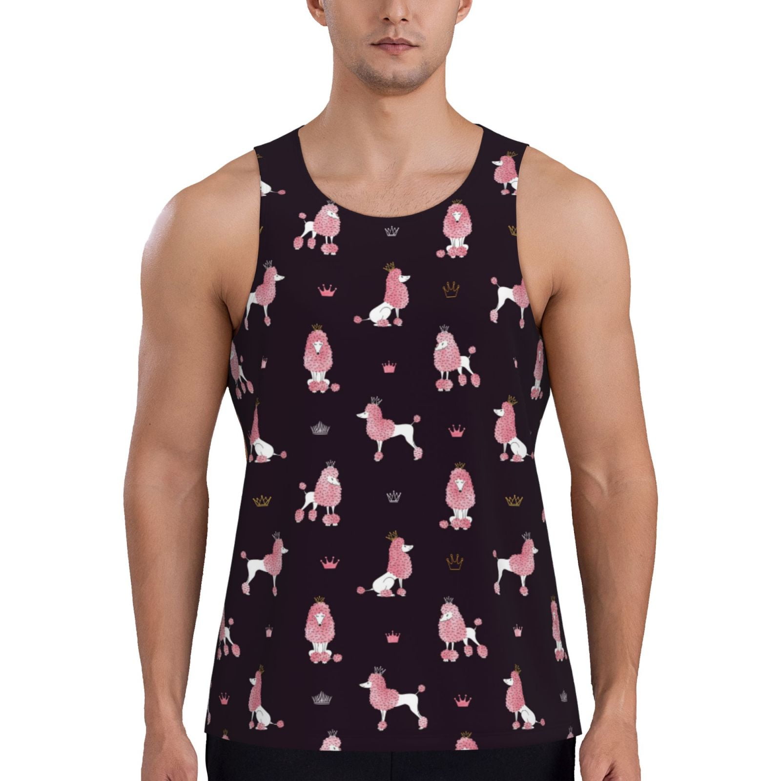 Gaeub Poodle Dog Print Men's Workout Tank Top , Casual Soft Sleeveless ...