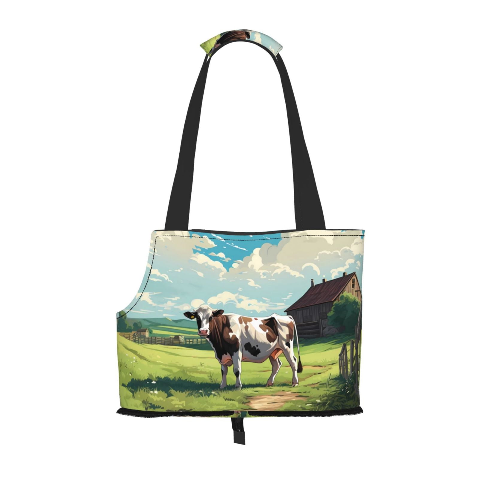 Gaeub Prairie Pasture Cow Print Purse Carrier with Safety Tether For ...