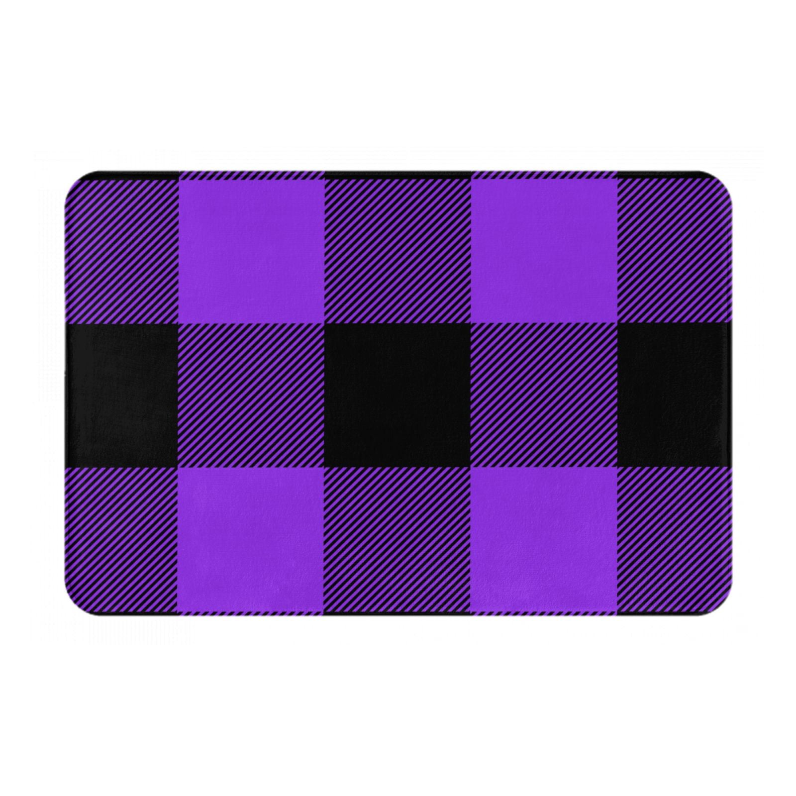 Gaeub Purple Buffalo Plaid Print Door Mat with Heavy Duty Backing ...