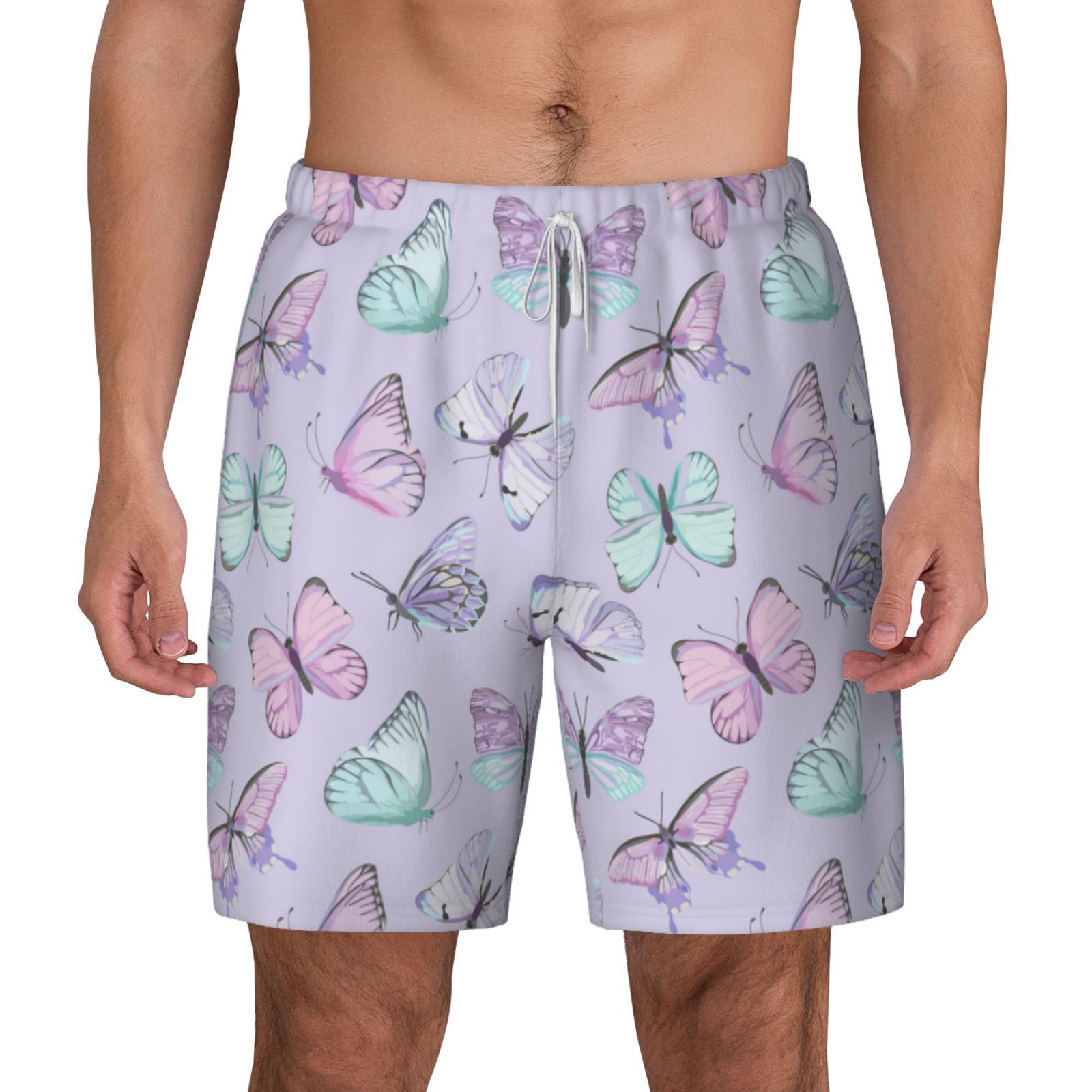 Gaeub Purple Butterfly Mens Swim Trunks Stretch Beach Shorts Quick Dry ...