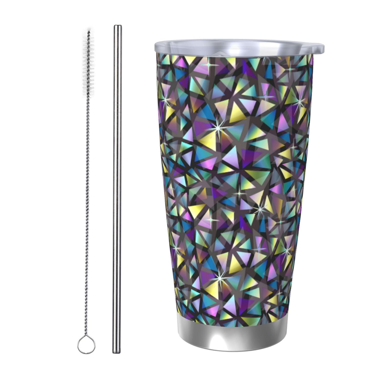 Gaeub Purple-Gold Triangles Print 20-Ounce Stainless Steel Car Cup ...