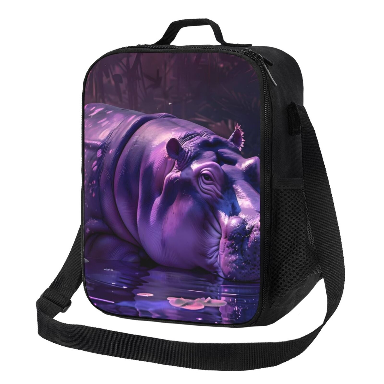 Gaeub Purple Hippo In Water Lunch Box Large capacity Lunch Bag ...