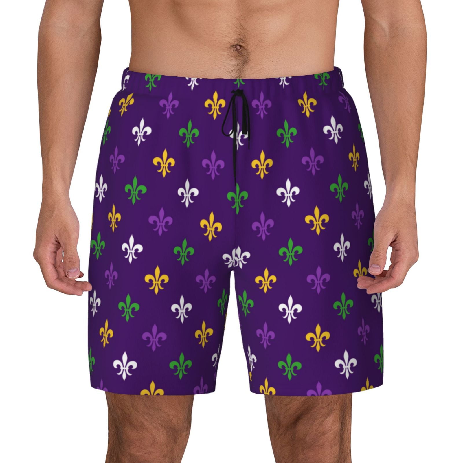 Gaeub Purple Mardi Gras Mens Swim Trunks Stretch Beach Shorts Quick Dry ...