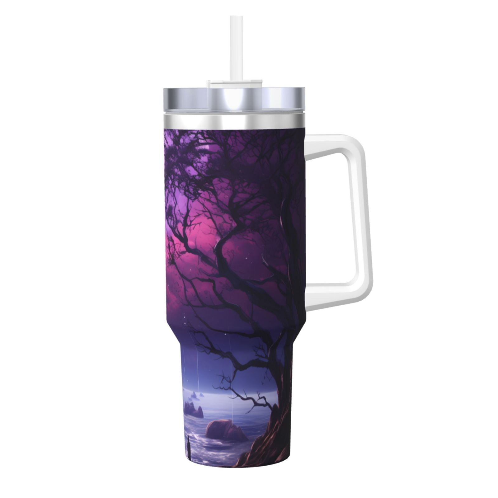 Gaeub Purple Moon Tree Night Sky Print Stainless Steel Hot/Cold Coffee ...