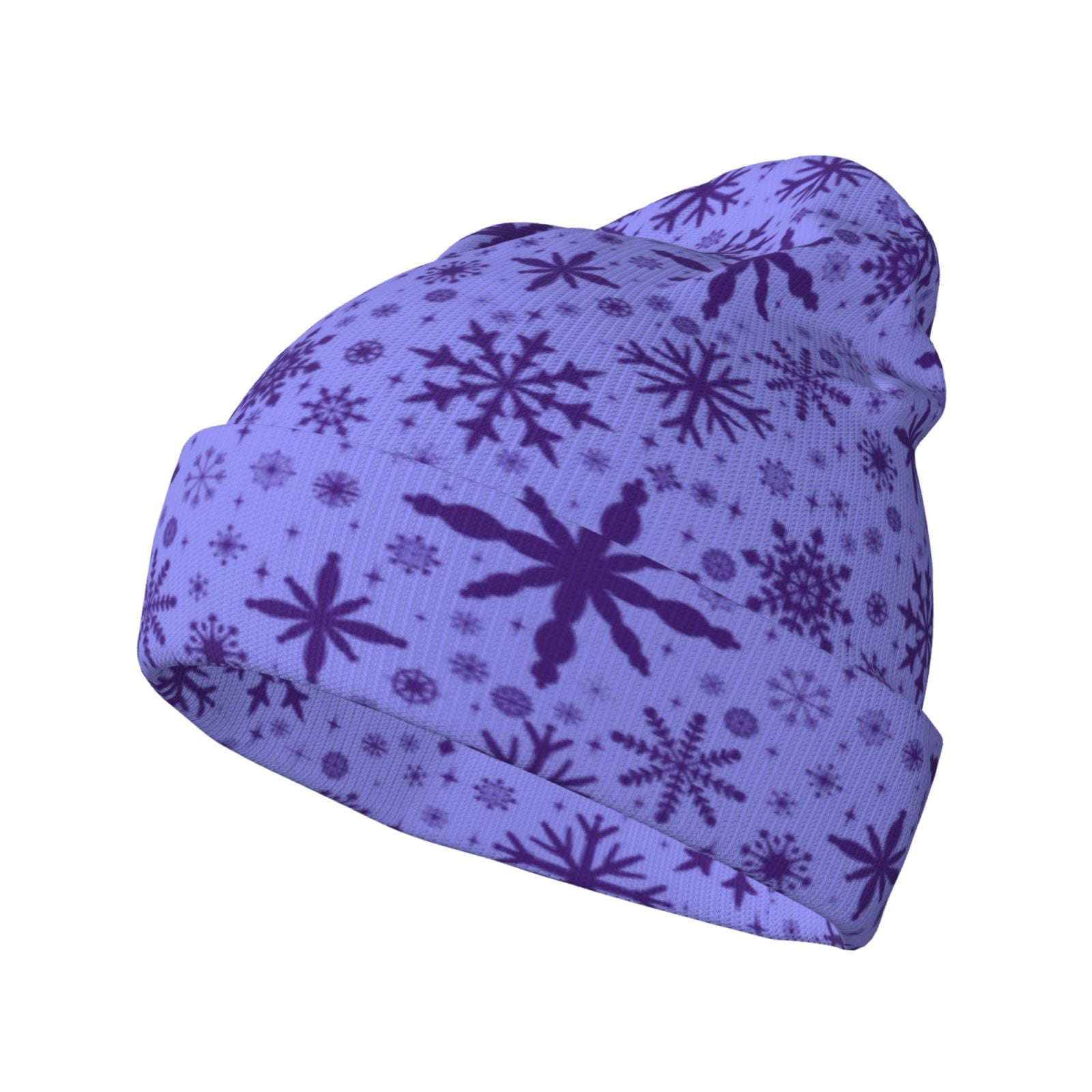 Gaeub Purple Snowflake Elegance Print Unisex Knitted Hat,Warm Winter ...