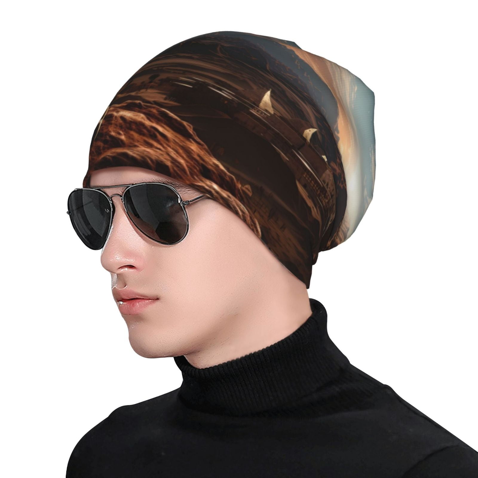 Gaeub Pyramid Desert Cat Print Beanie Hats for Men Women,Winter Caps ...