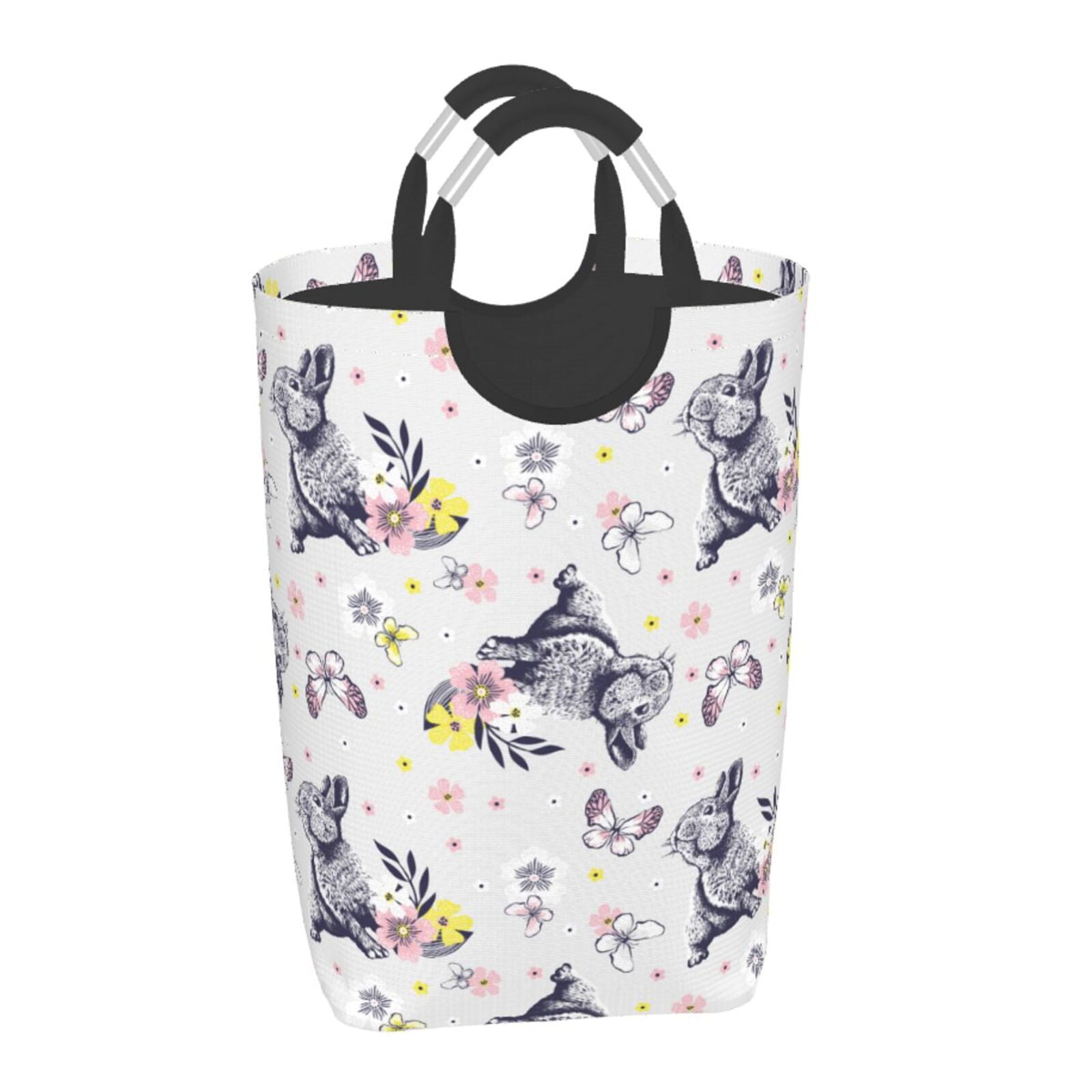 Gaeub Rabbit And Butterfly Print 50L Large Laundry Hampers with Handles ...