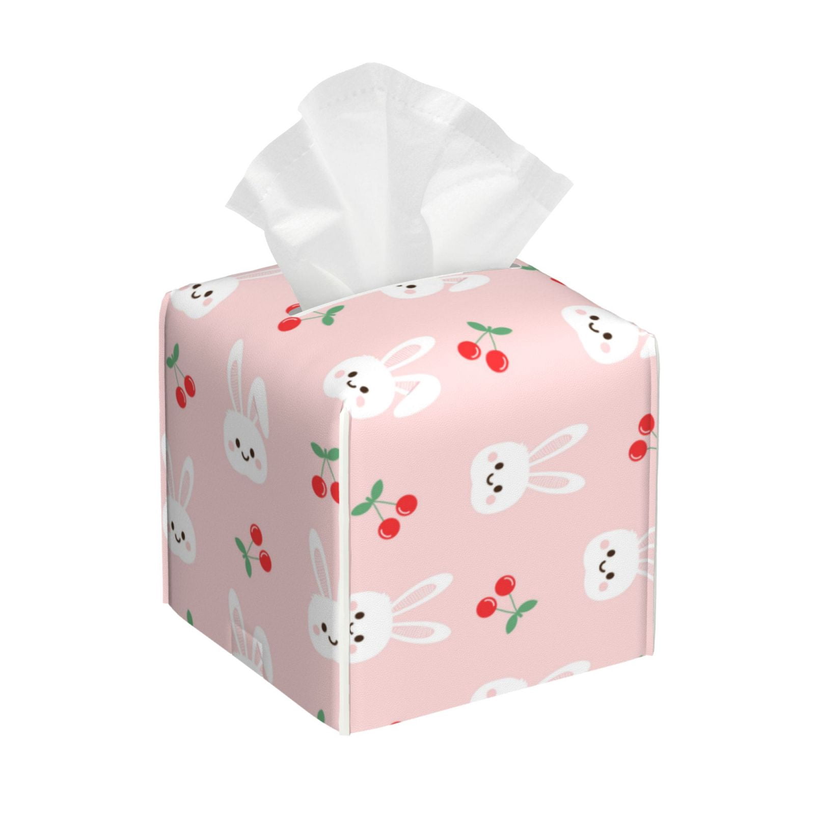 Gaeub Rabbit And Cherry Print Leather Tissue Box Cover Square,Tissue ...