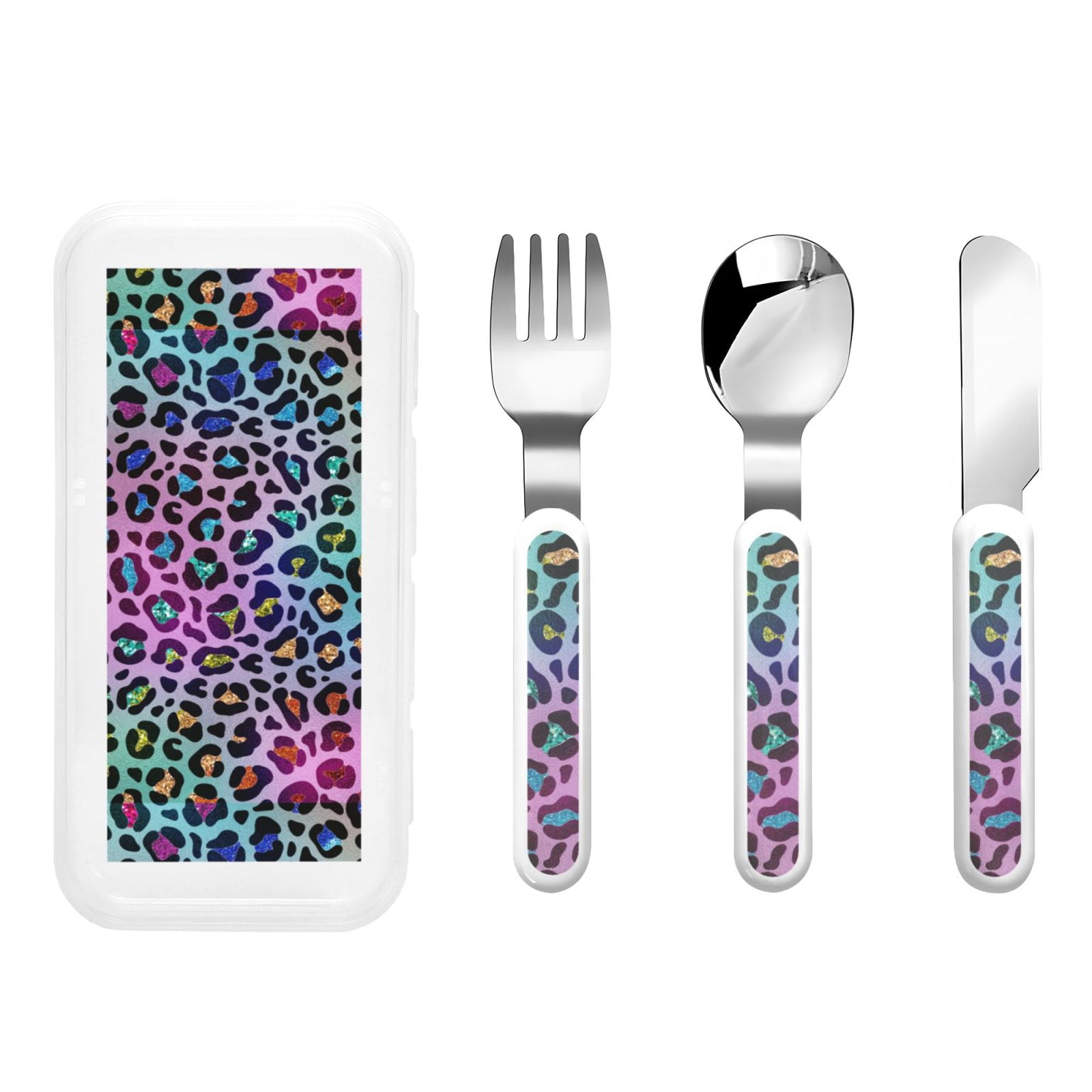 Gaeub Rainbow Animal Skin Print 3-Piece Children Knife Spoon Fork Set ...