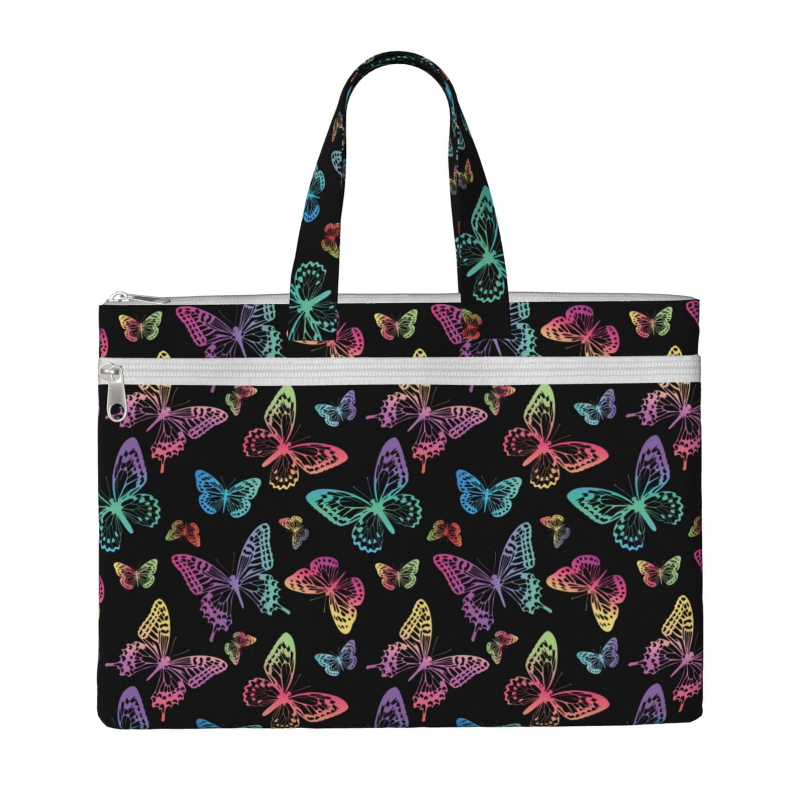 Gaeub Rainbow Butterflies Print Canvas Tote File Bag,Laptop Tote Bag ...
