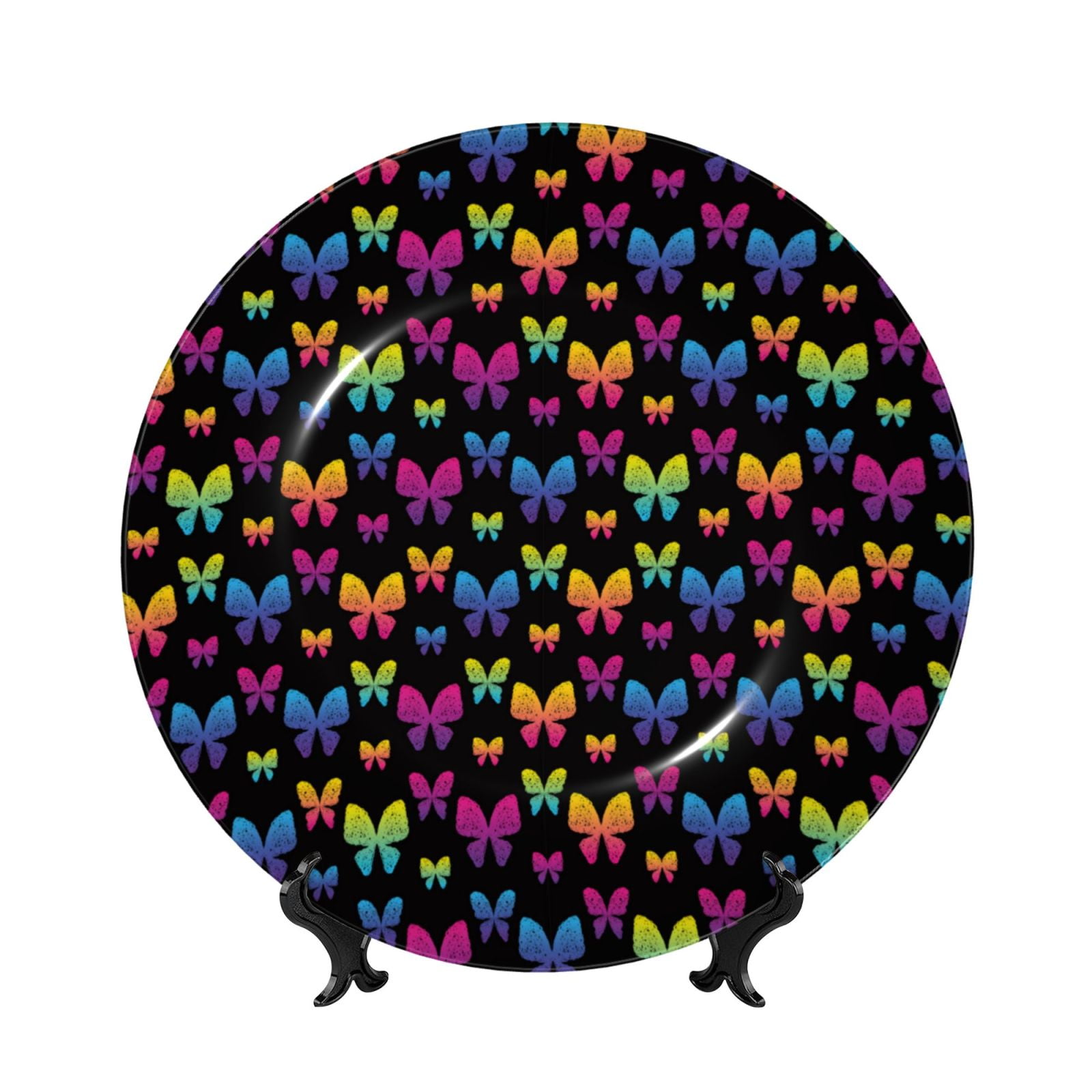 Gaeub Rainbow Butterfly Print Ceramic Plate,Dinner Plates,Bone China ...