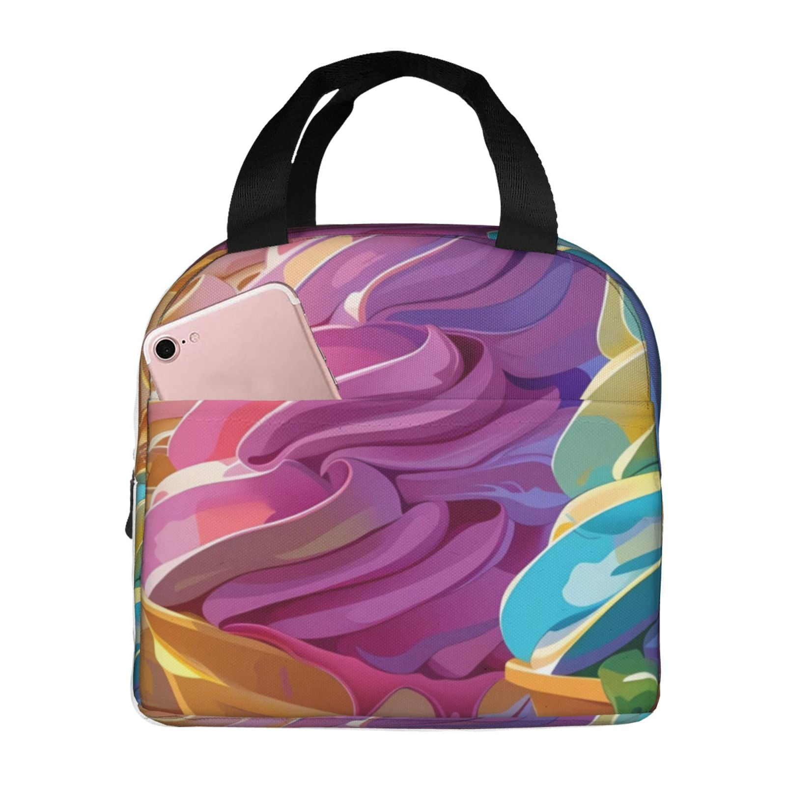 Gaeub Rainbow Melting Ice Cream Print Lunch Bag Lunch Box for Women Men ...