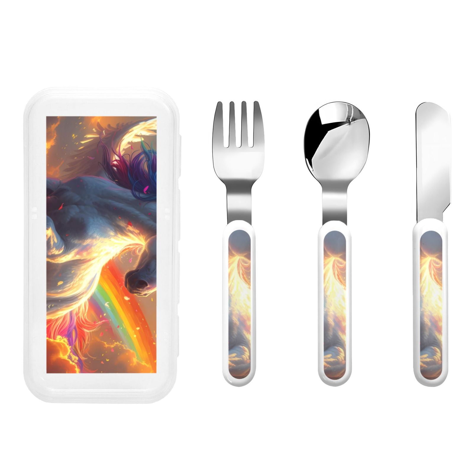 Gaeub Rainbow Sunset Cloud White Horse Print 3-Piece Children Knife ...