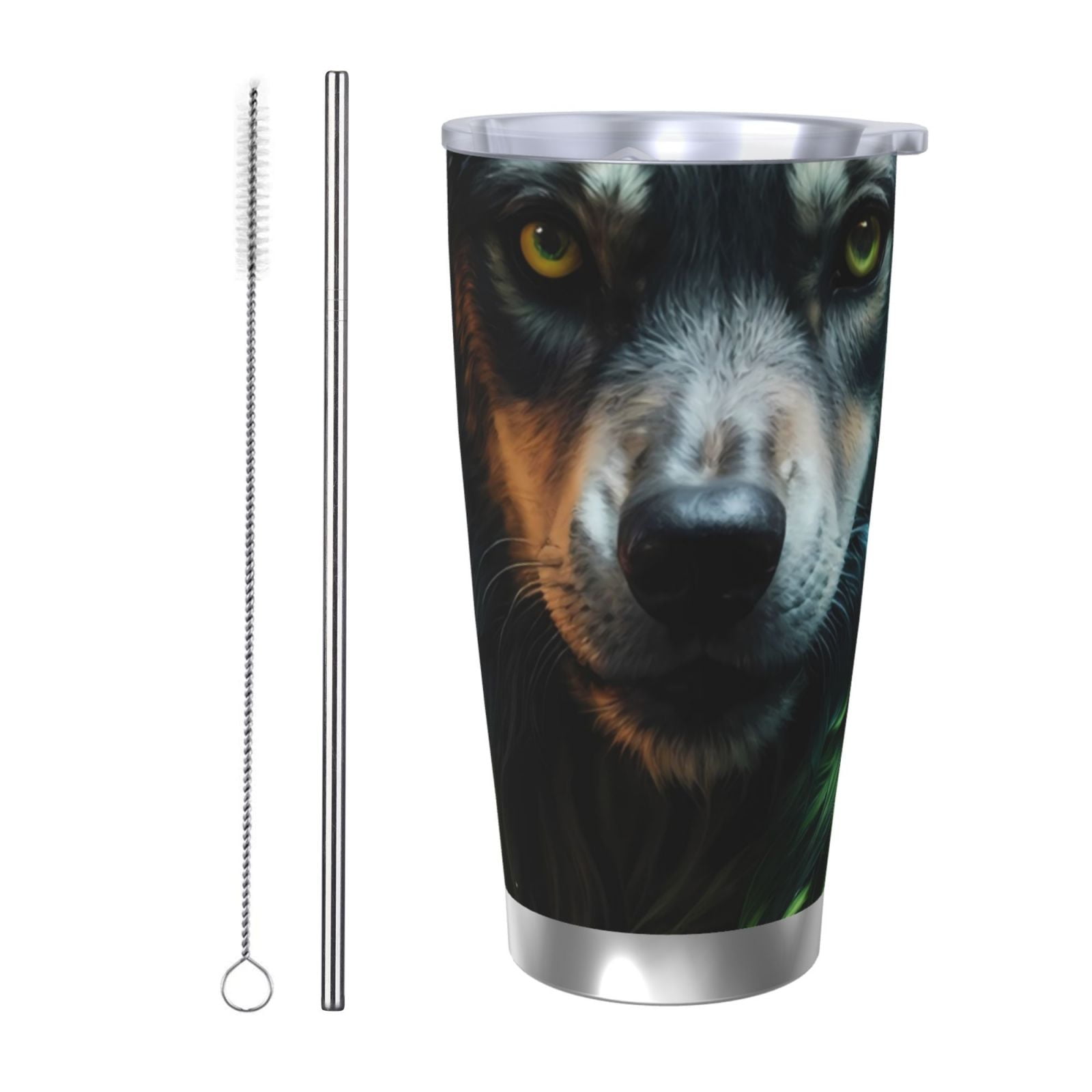 Gaeub Realistic Style Colorful Wolf A Print 20-Ounce Stainless Steel ...