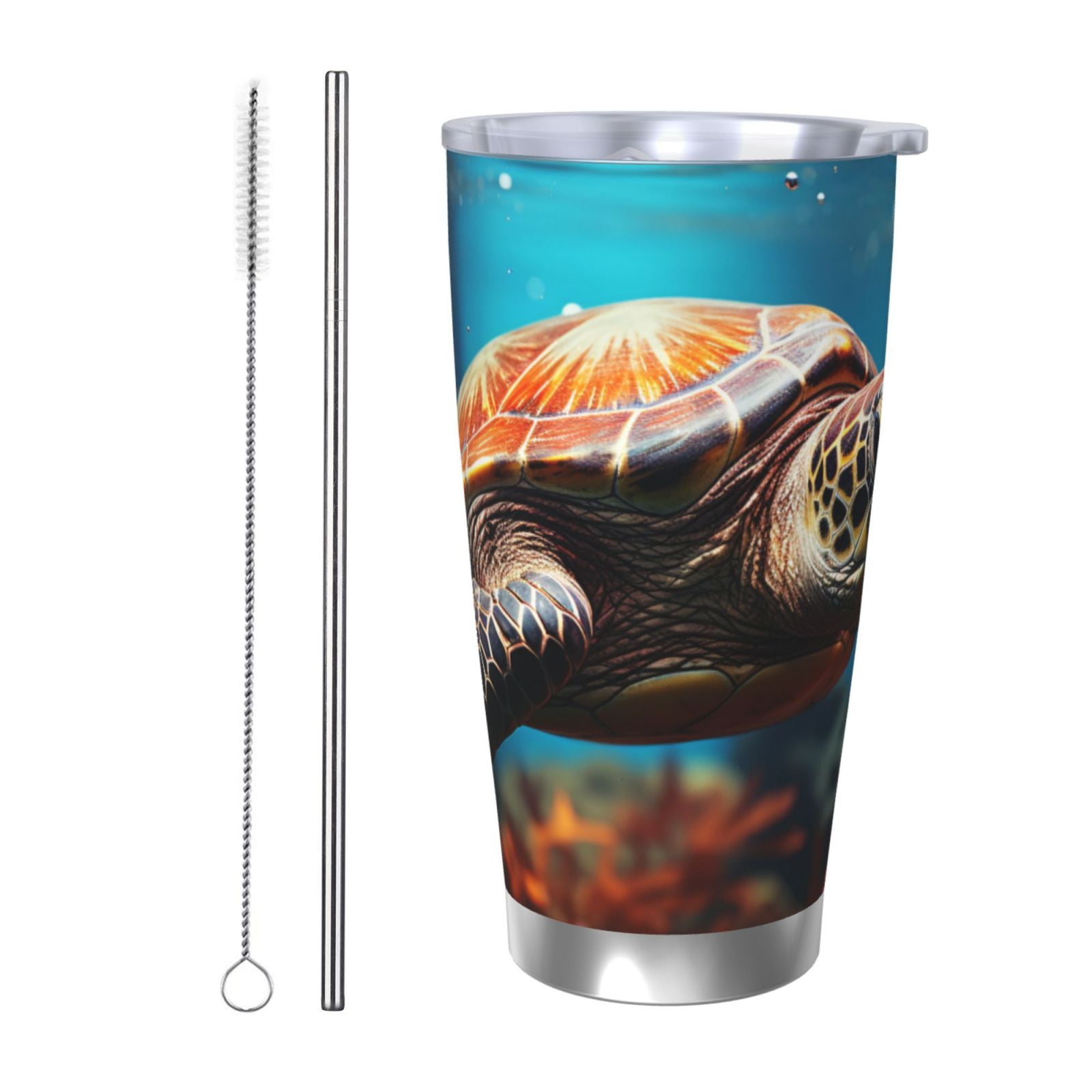 Gaeub Realistic Turtle Print 20-Ounce Stainless Steel Car Cup,Tumblers ...