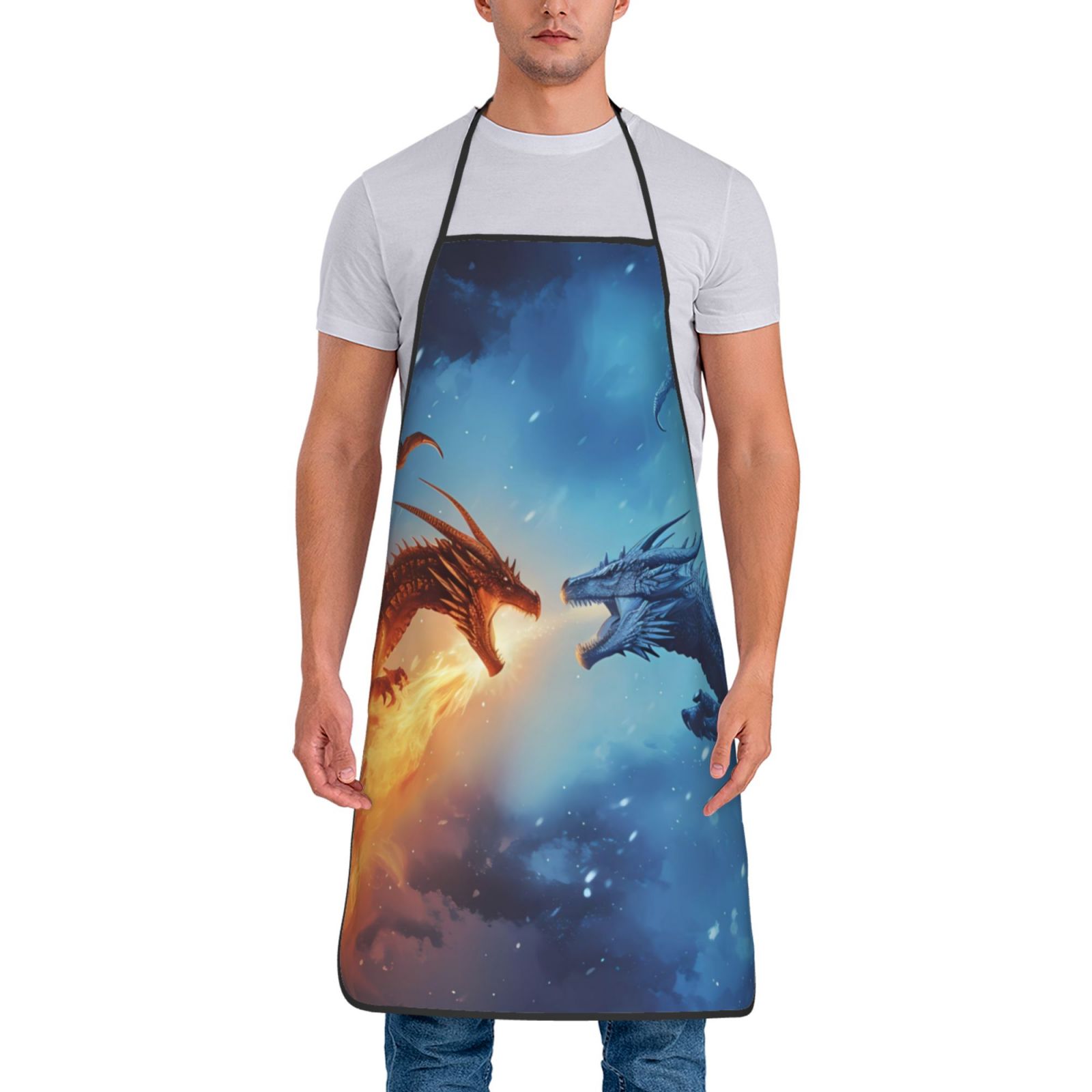 Gaeub Red And Blue Fire Dragon A Print Apron for Men and Women ...