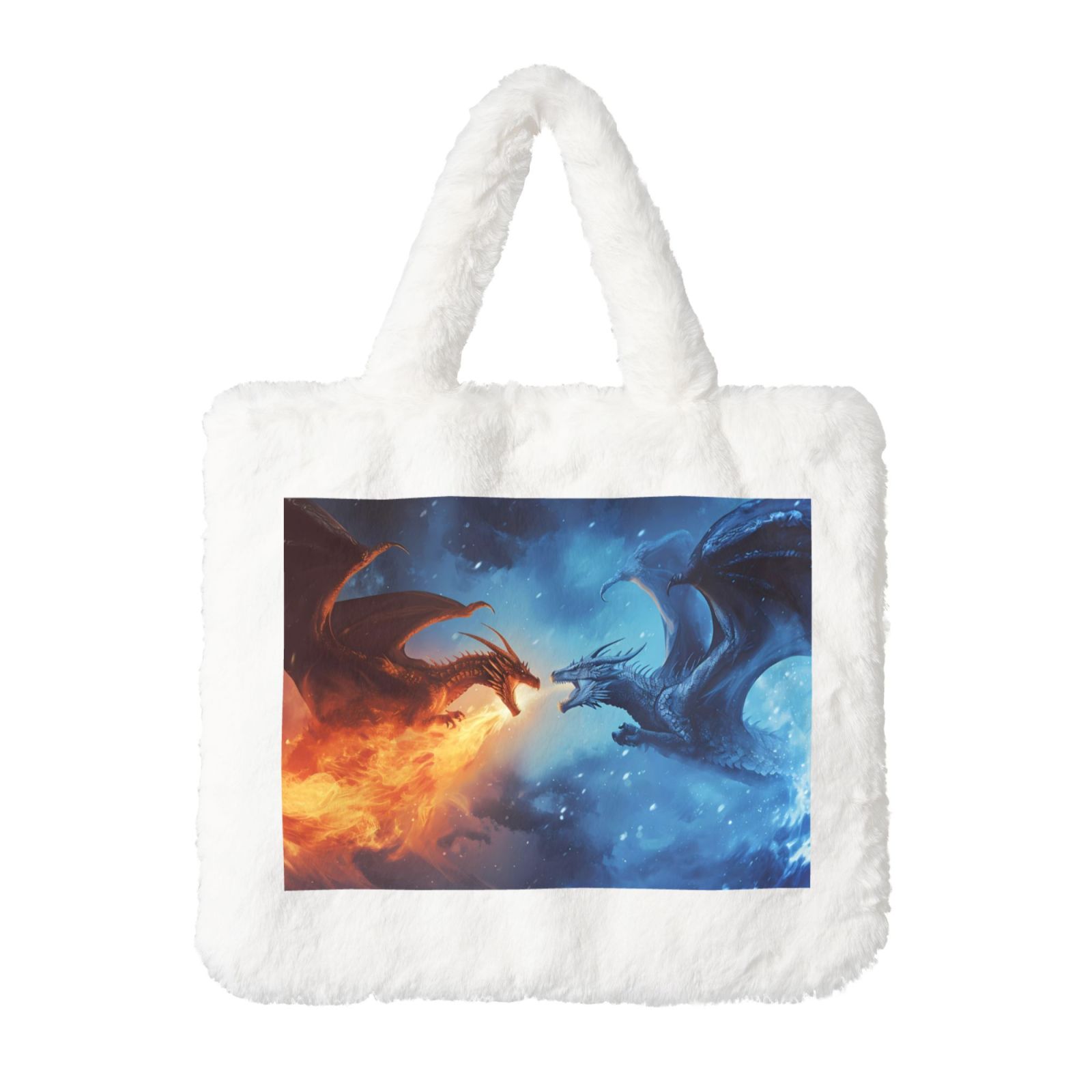 Gaeub Red And Blue Fire Dragon A Printed Plush Underarm Bag, Ladies ...