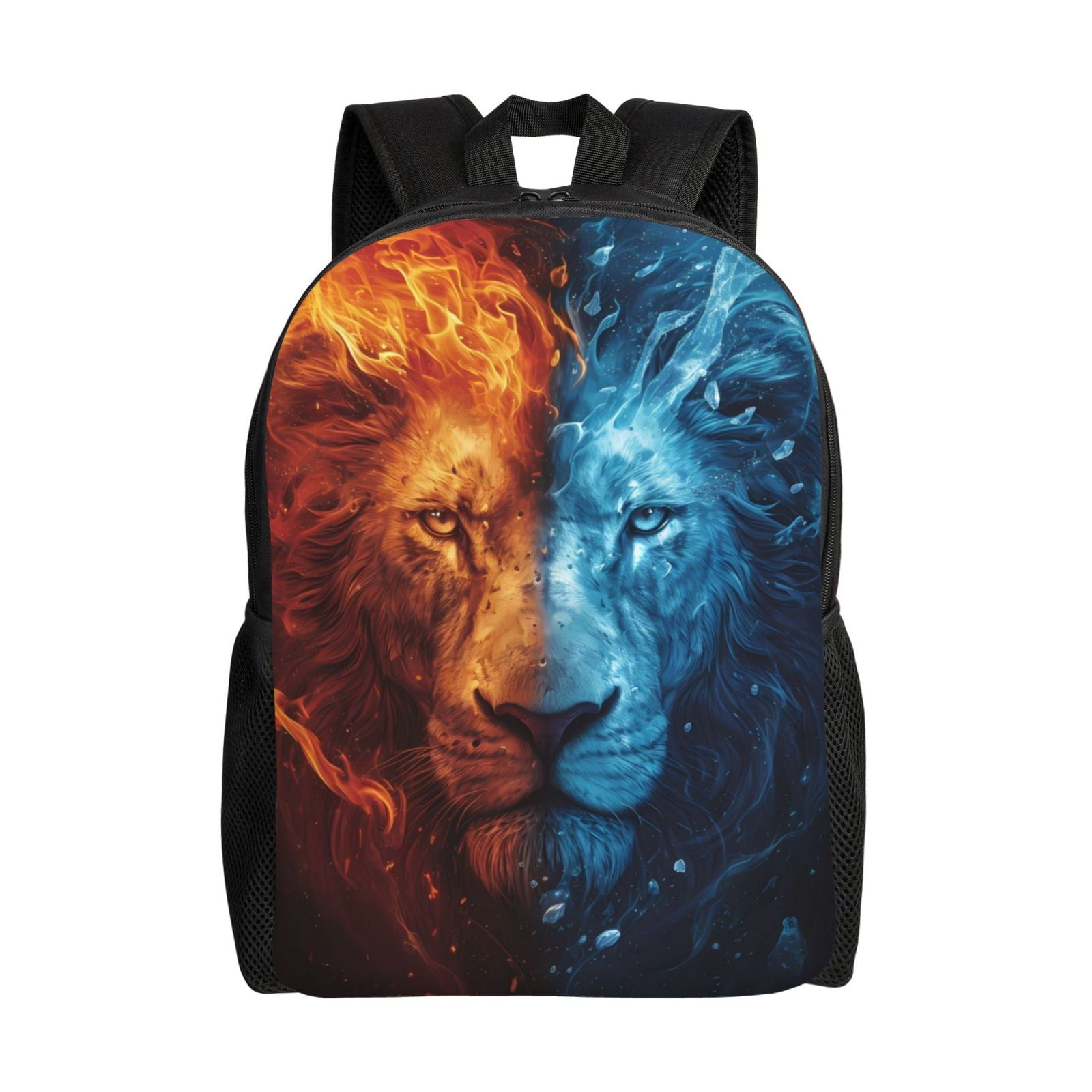 Gaeub Red And Blue Fire Lion Print Unisex Backpacks, College Bookbag ...