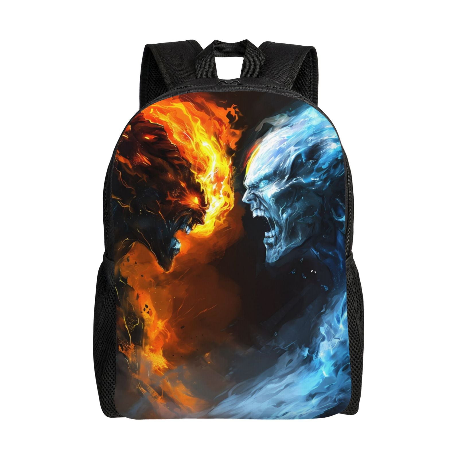 Gaeub Red And Blue Fire Skull Warrior Print Unisex Backpacks, College ...