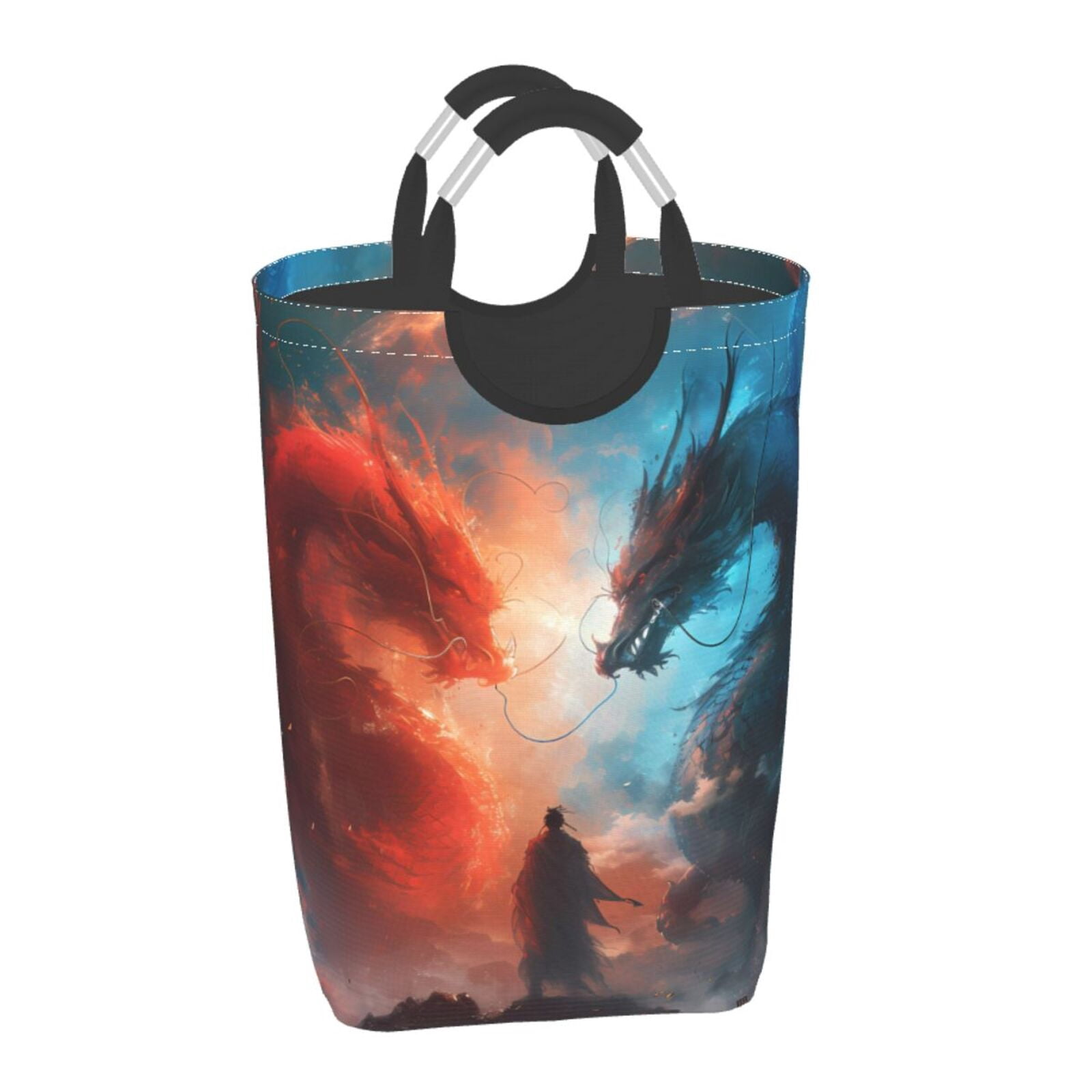 Gaeub Red And Blue Sky Dragon Print 50L Large Laundry Hampers with ...