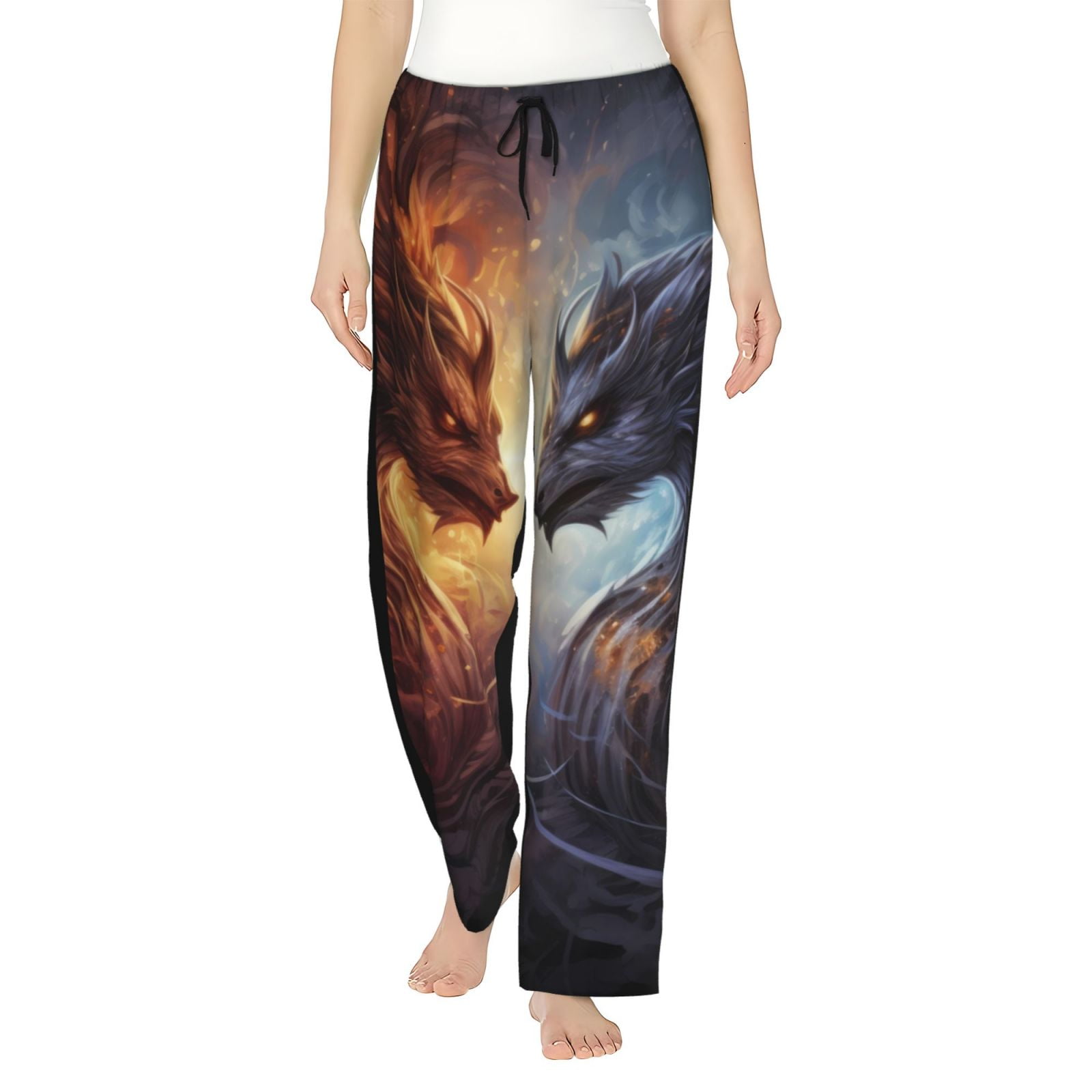 Gaeub Red And White Beast Soft Pajama Pants for Women, Wide Leg Comfy ...