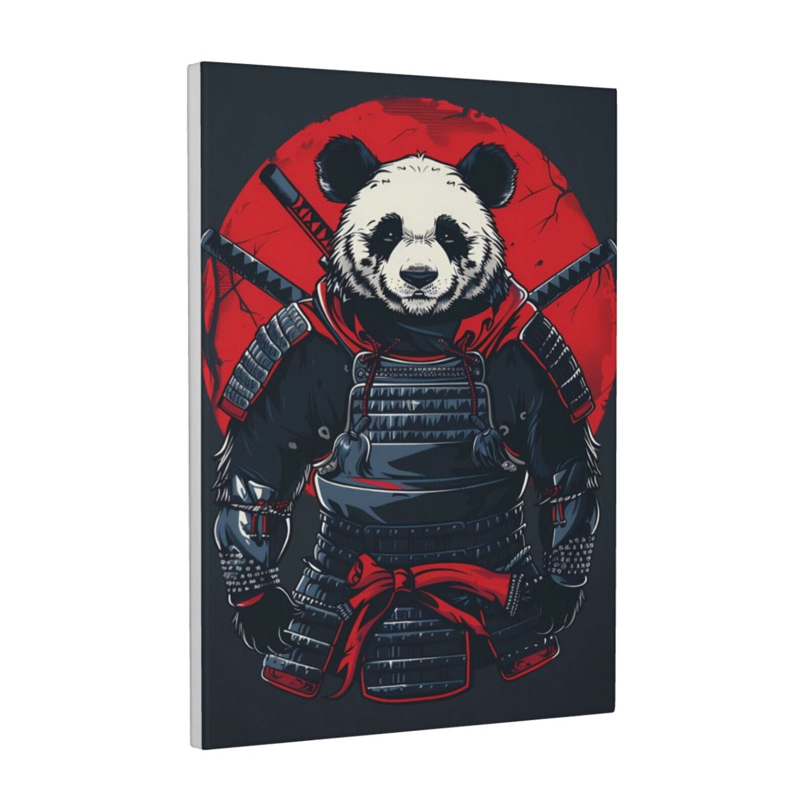 Gaeub Red Black Eastern Panda Warrior Print Canvas Wall Art for ...