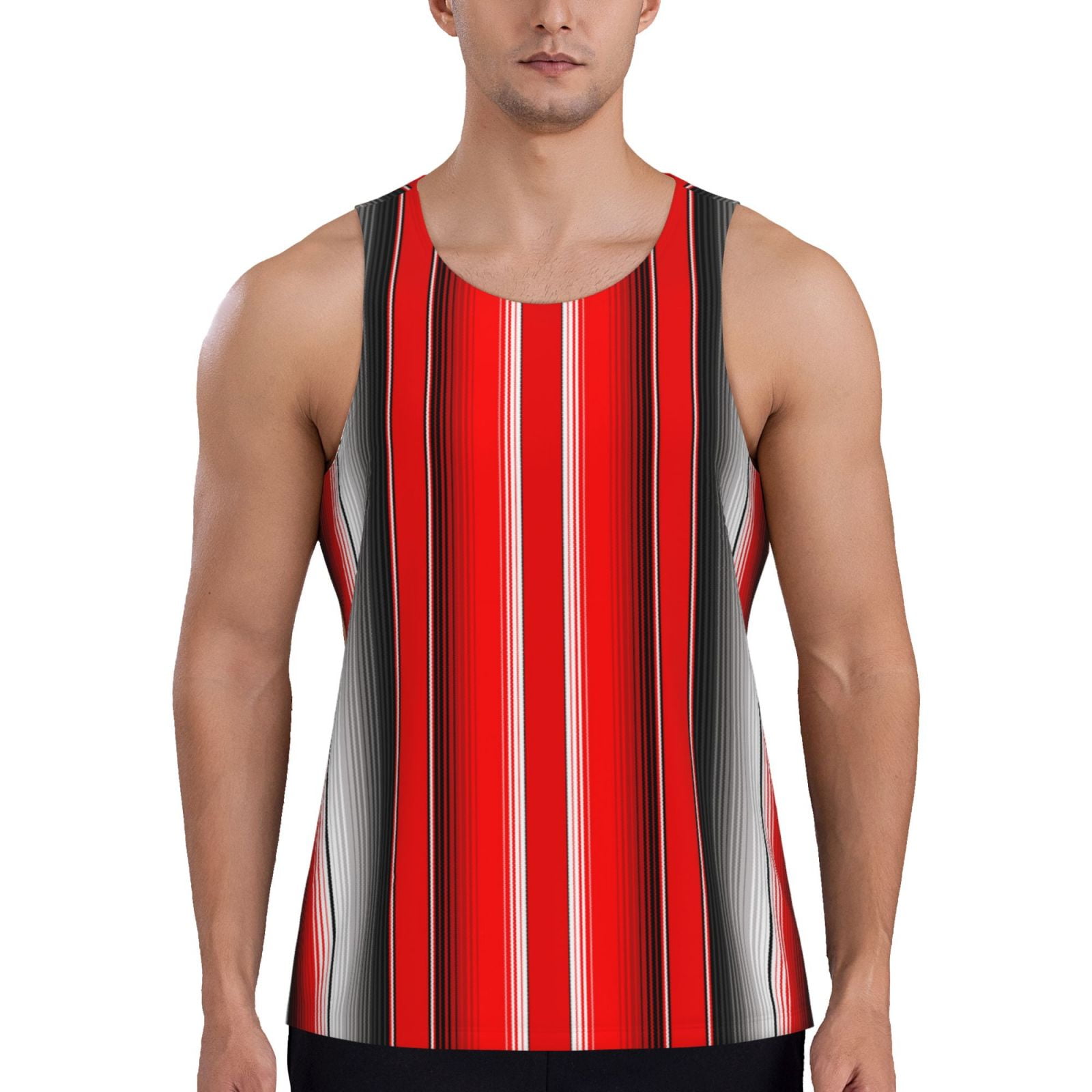 Gaeub Red Black and White Serape Blanket Stripes Print Men's Workout ...