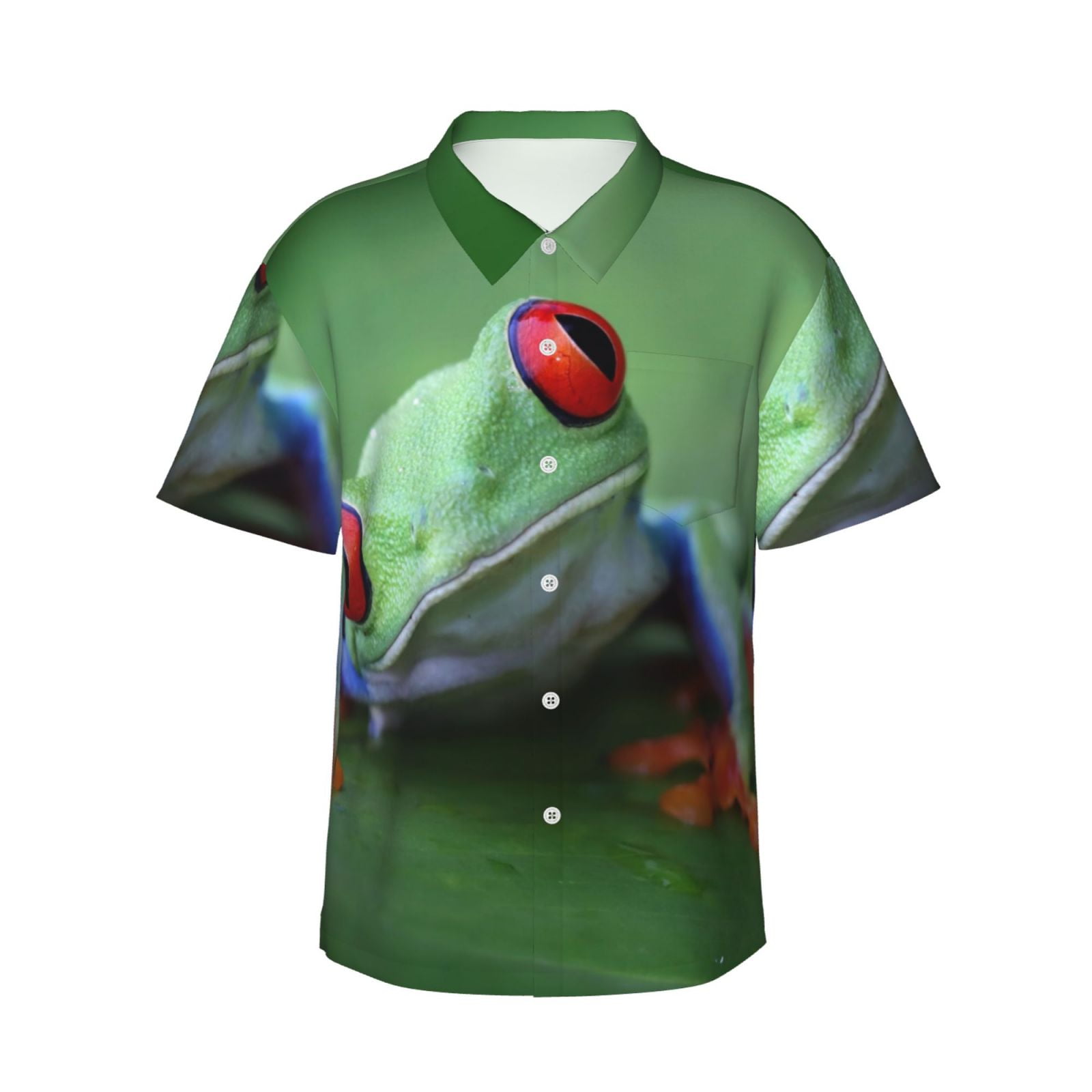 Gaeub Red-Eyed Tree Frog-1 Print Men's Hawaiian Shirt,Button Down Short ...