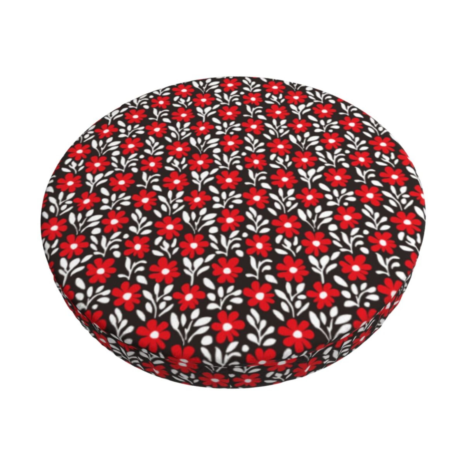 Gaeub Red Floral Velvet Stool Cushion Covers with Foam Padding ...